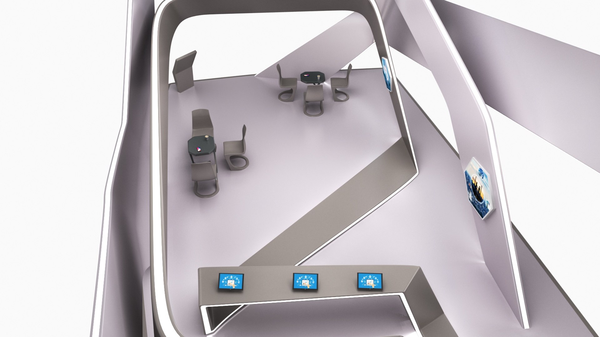 Futuristic Exhibition Booth Collection 4 In 1 3D - TurboSquid 2281084