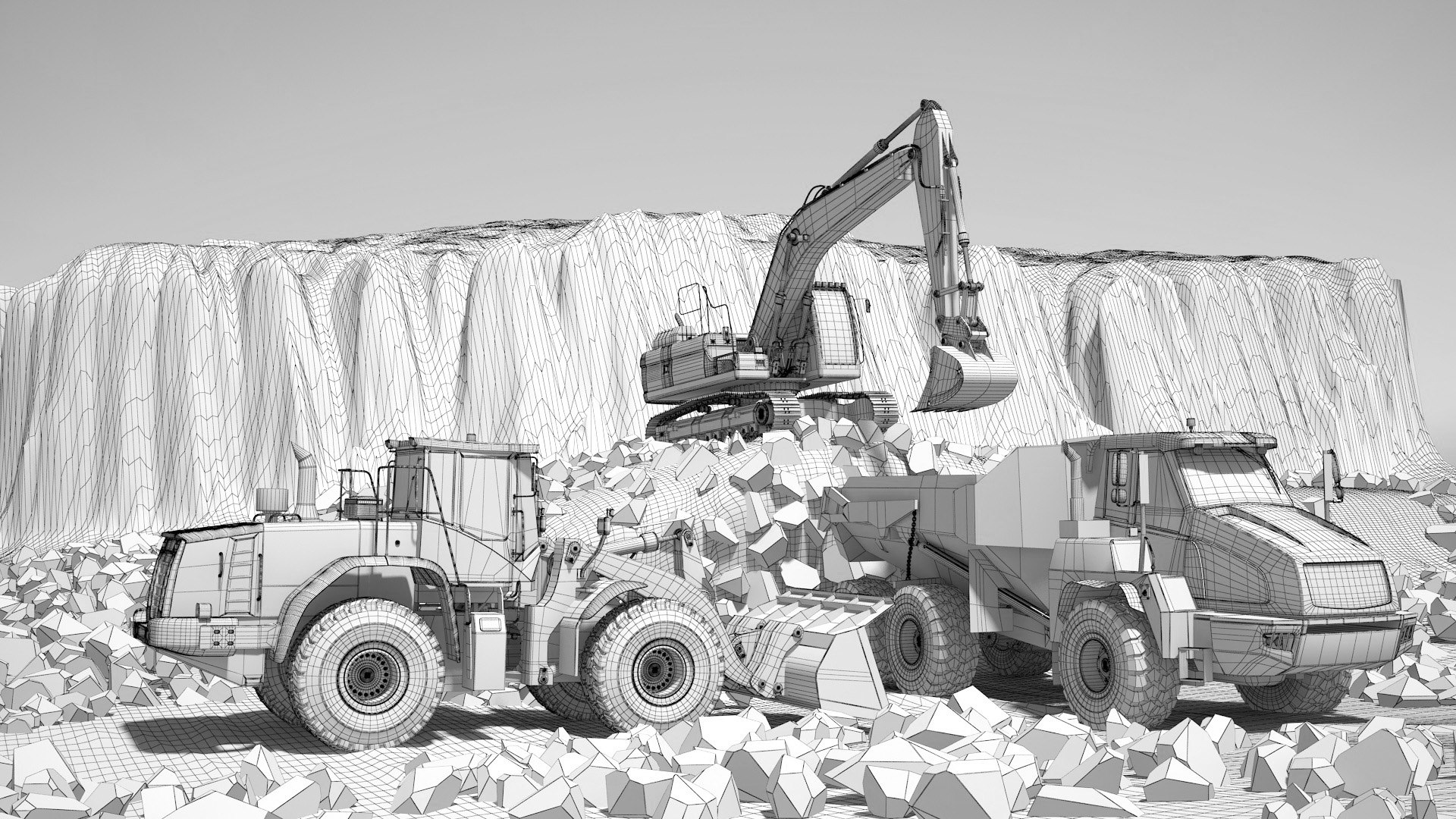 3D Gravel Quarry Scene With Equipment Model - TurboSquid 1803412