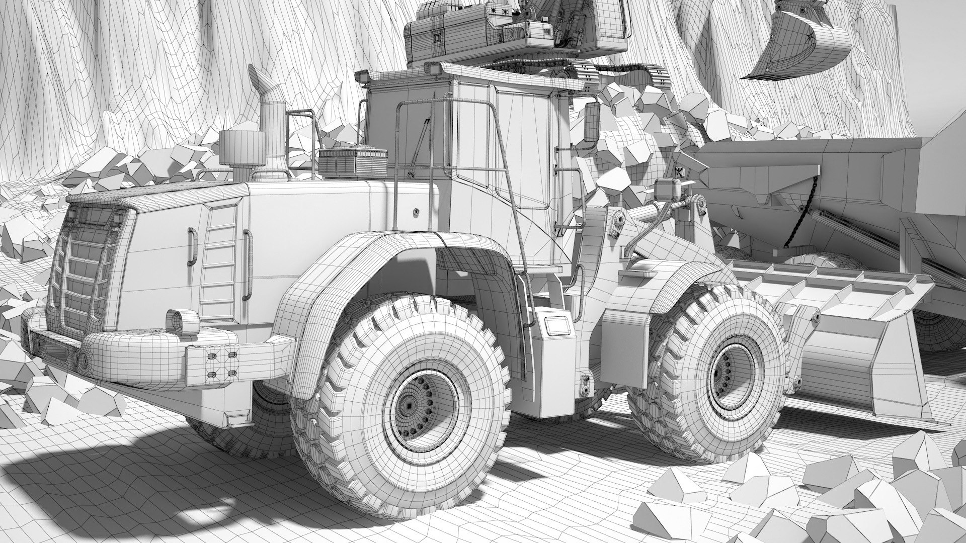 3D Gravel Quarry Scene With Equipment Model - TurboSquid 1803412