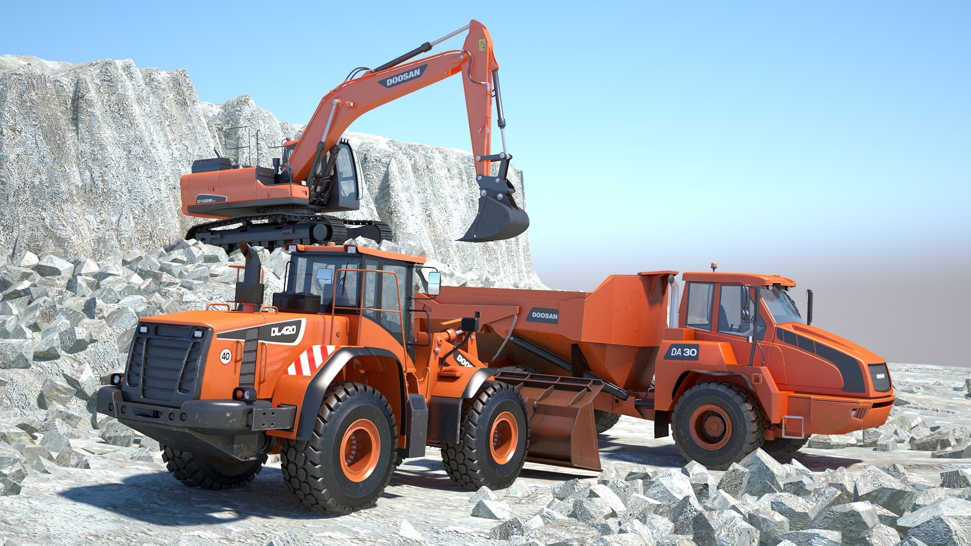 3D Gravel Quarry Scene With Equipment Model - TurboSquid 1803412