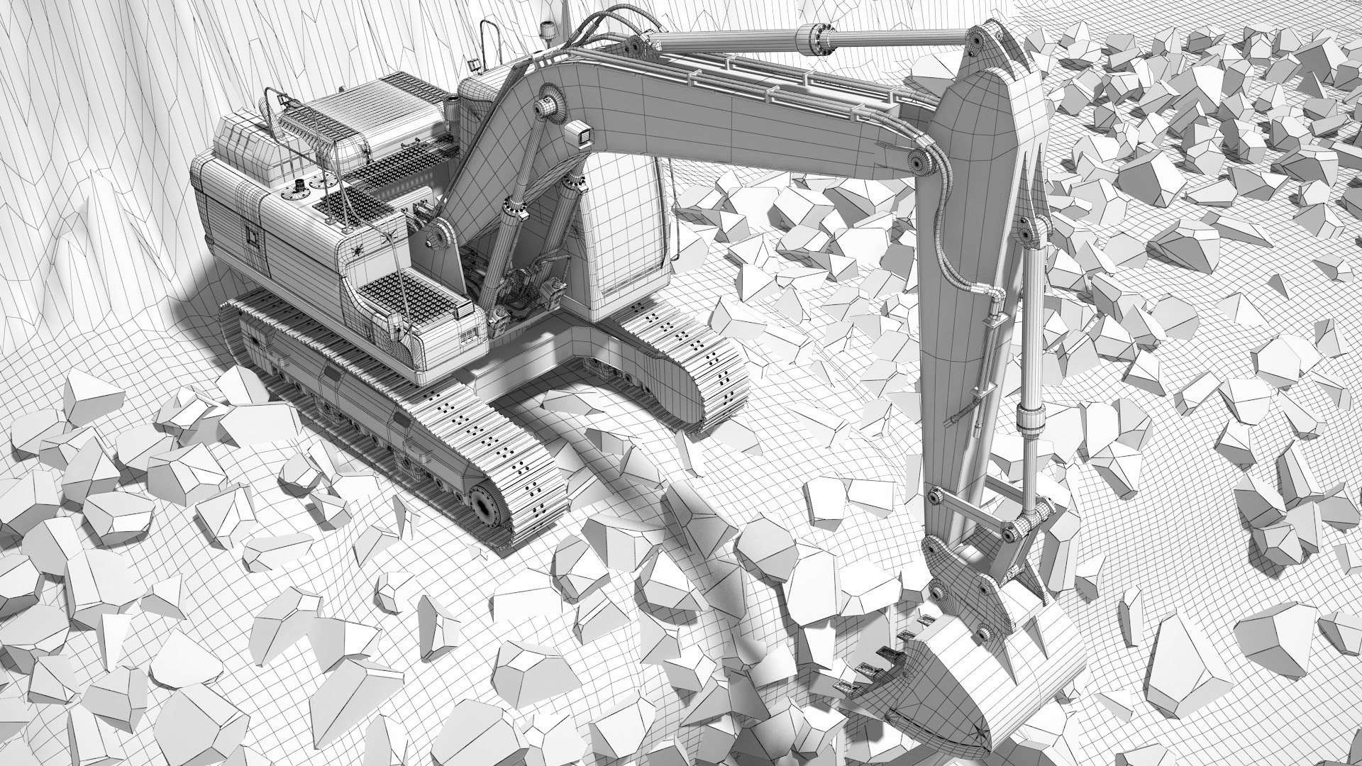 3D Gravel Quarry Scene With Equipment Model - TurboSquid 1803412