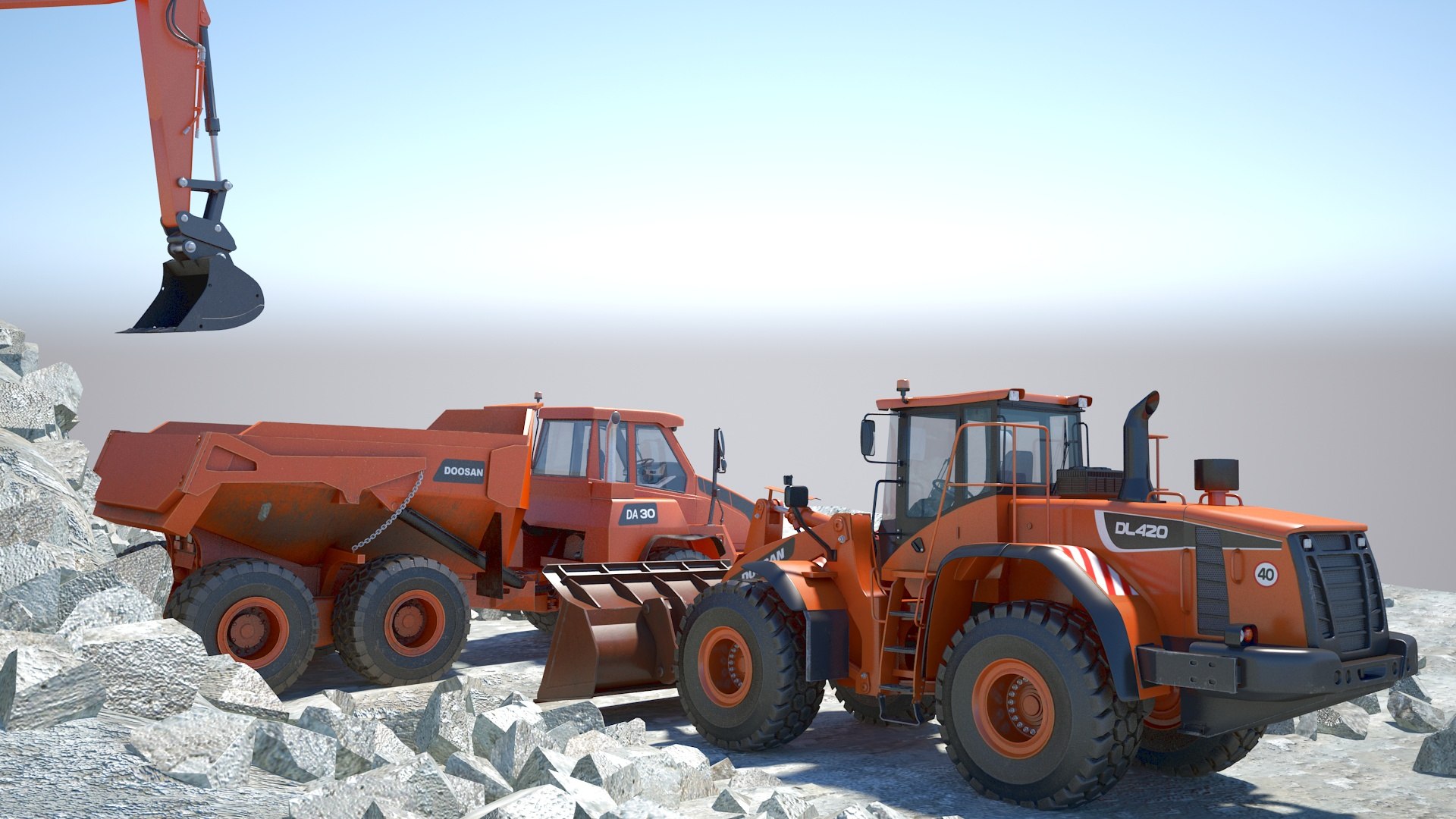 3D Gravel Quarry Scene With Equipment Model - TurboSquid 1803412