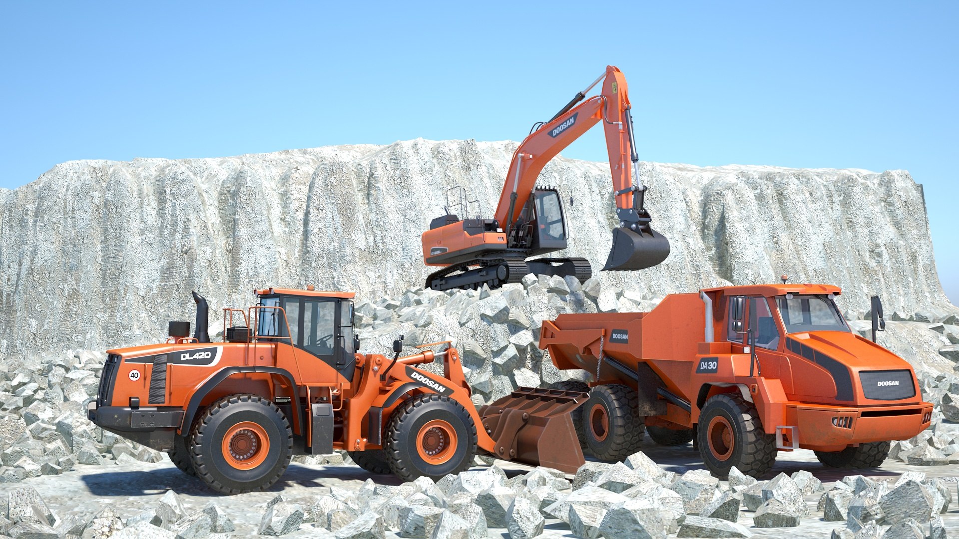 3D Gravel Quarry Scene With Equipment Model - TurboSquid 1803412