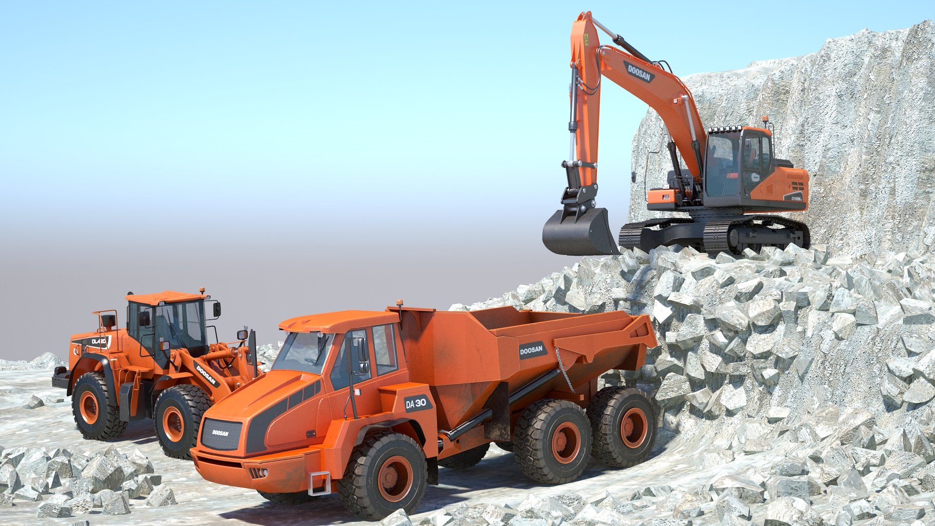 3D Gravel Quarry Scene With Equipment Model - TurboSquid 1803412
