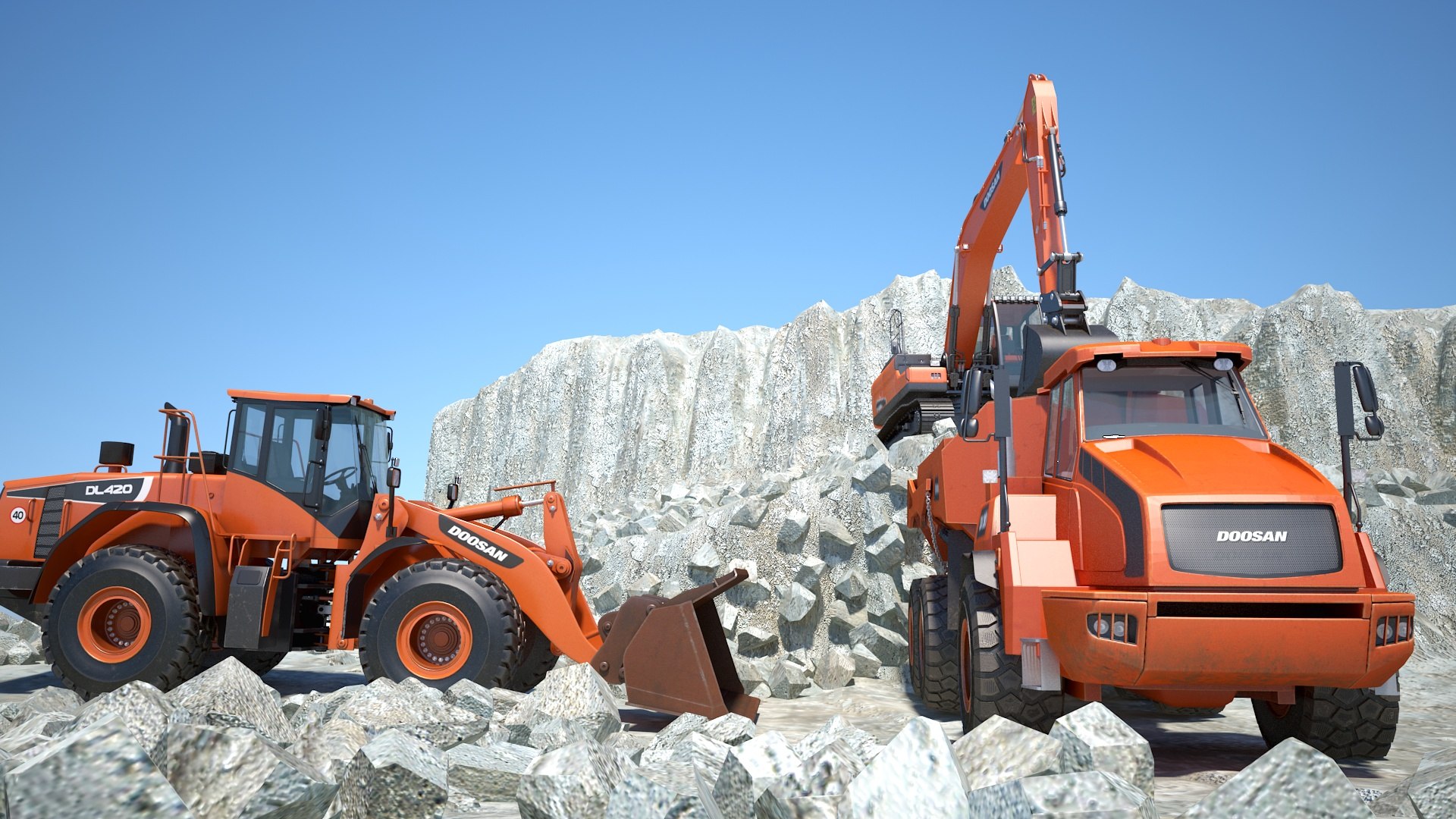 3D Gravel Quarry Scene With Equipment Model - TurboSquid 1803412