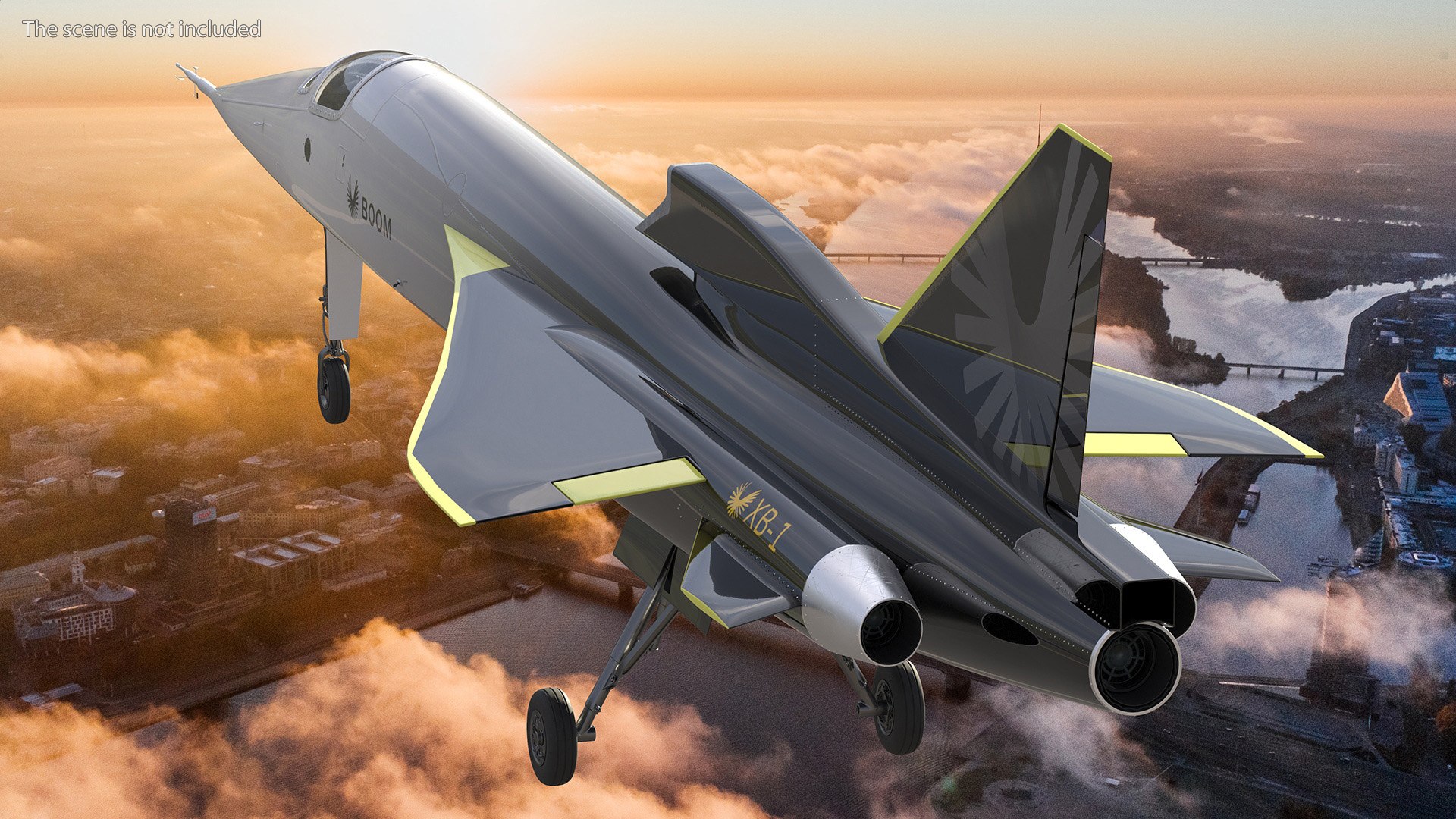 3D Experimental Supersonic Aircraft Boom XB-1 Rigged For Cinema 4D ...