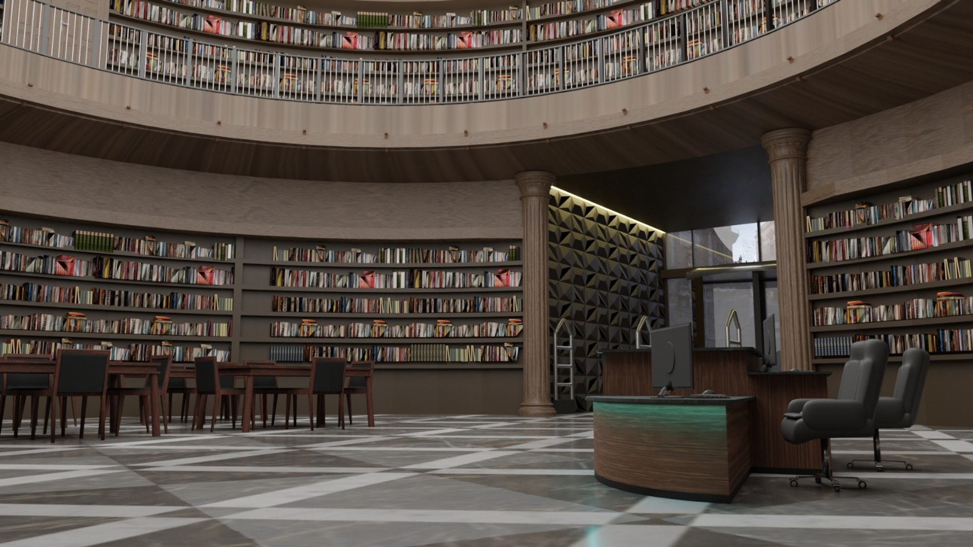 3D Public Library Interior - TurboSquid 1559613