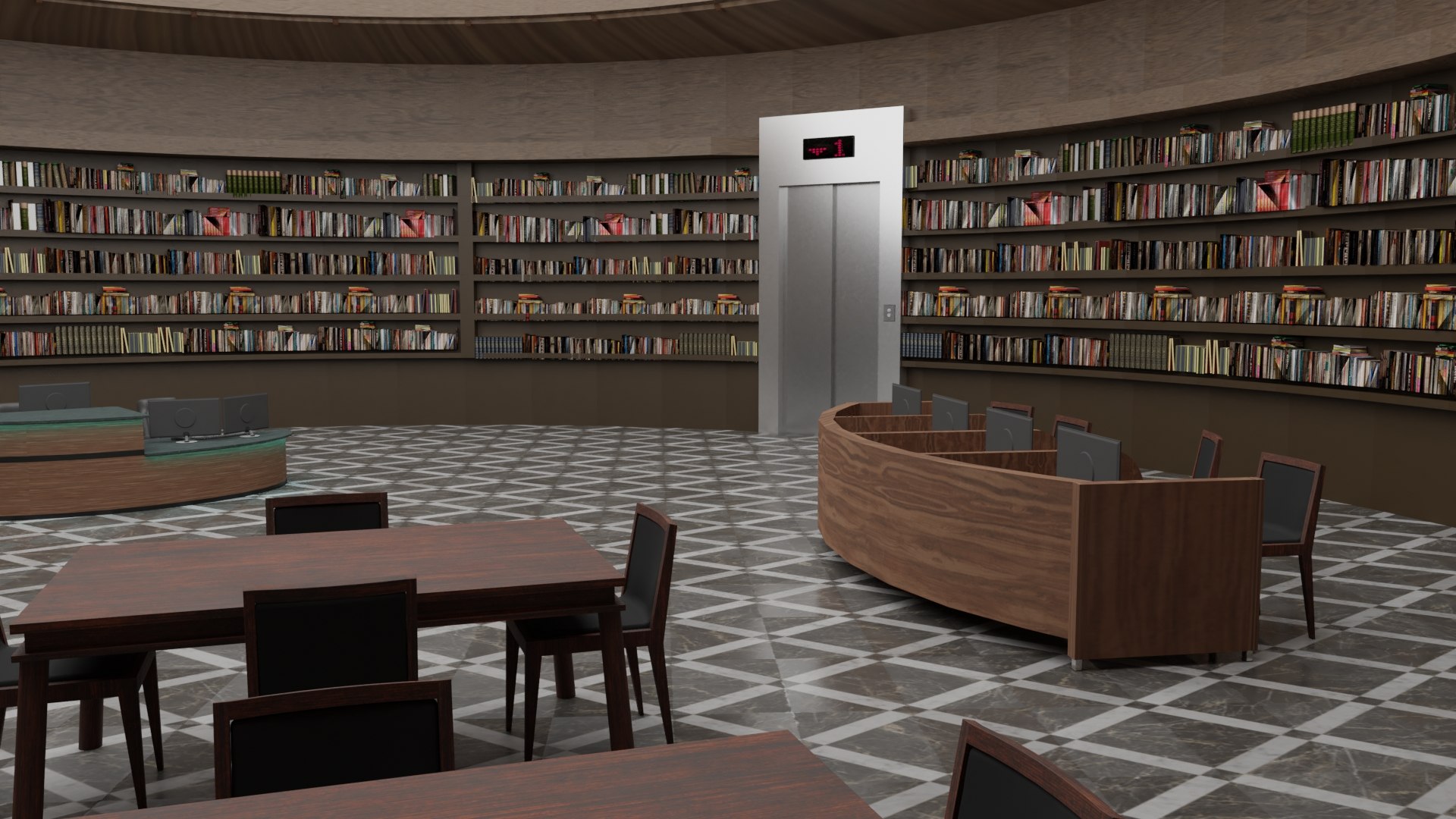 3D public library interior - TurboSquid 1559613