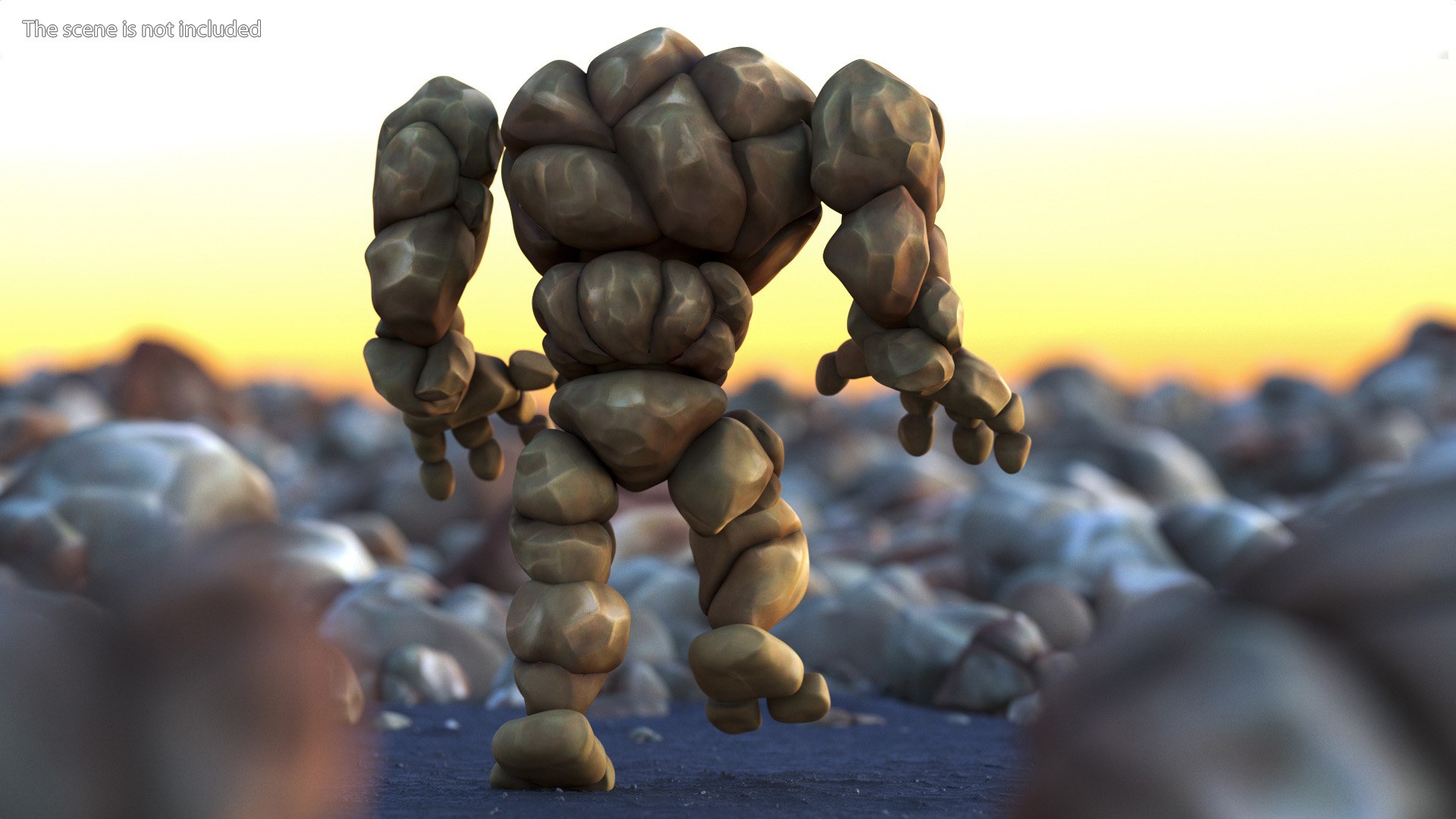 3D Brown Stone Golem Character Walking Pose - TurboSquid 1960941