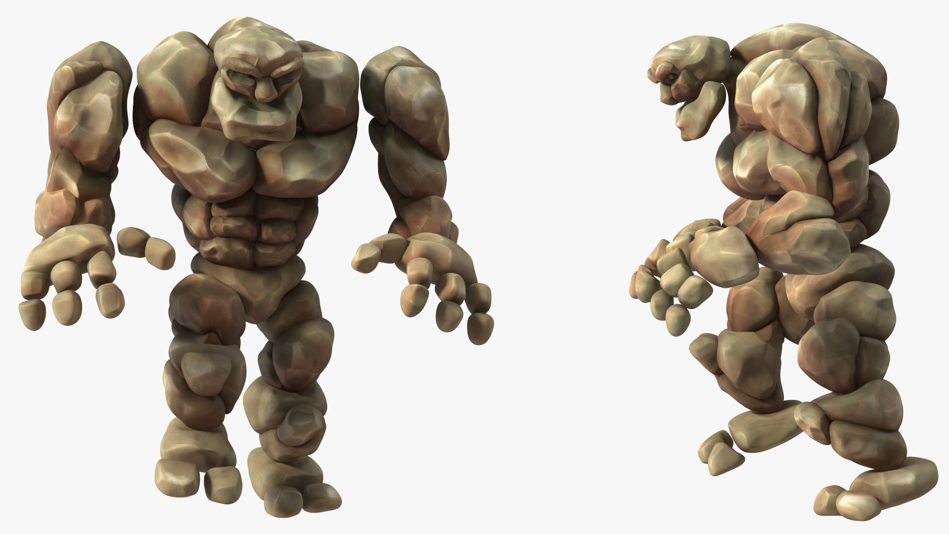 3D Brown Stone Golem Character Walking Pose - TurboSquid 1960941