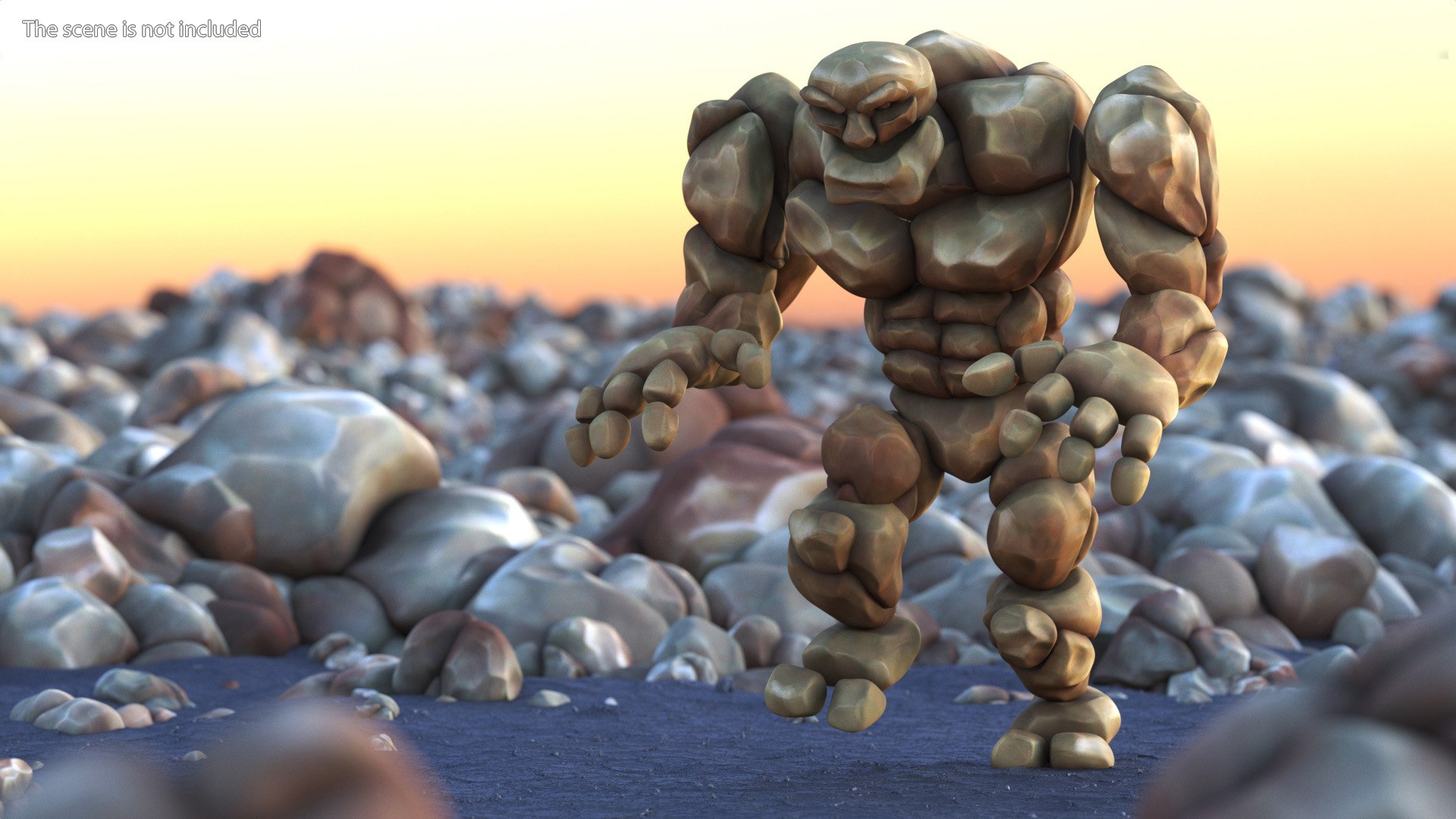 3D Brown Stone Golem Character Walking Pose - TurboSquid 1960941