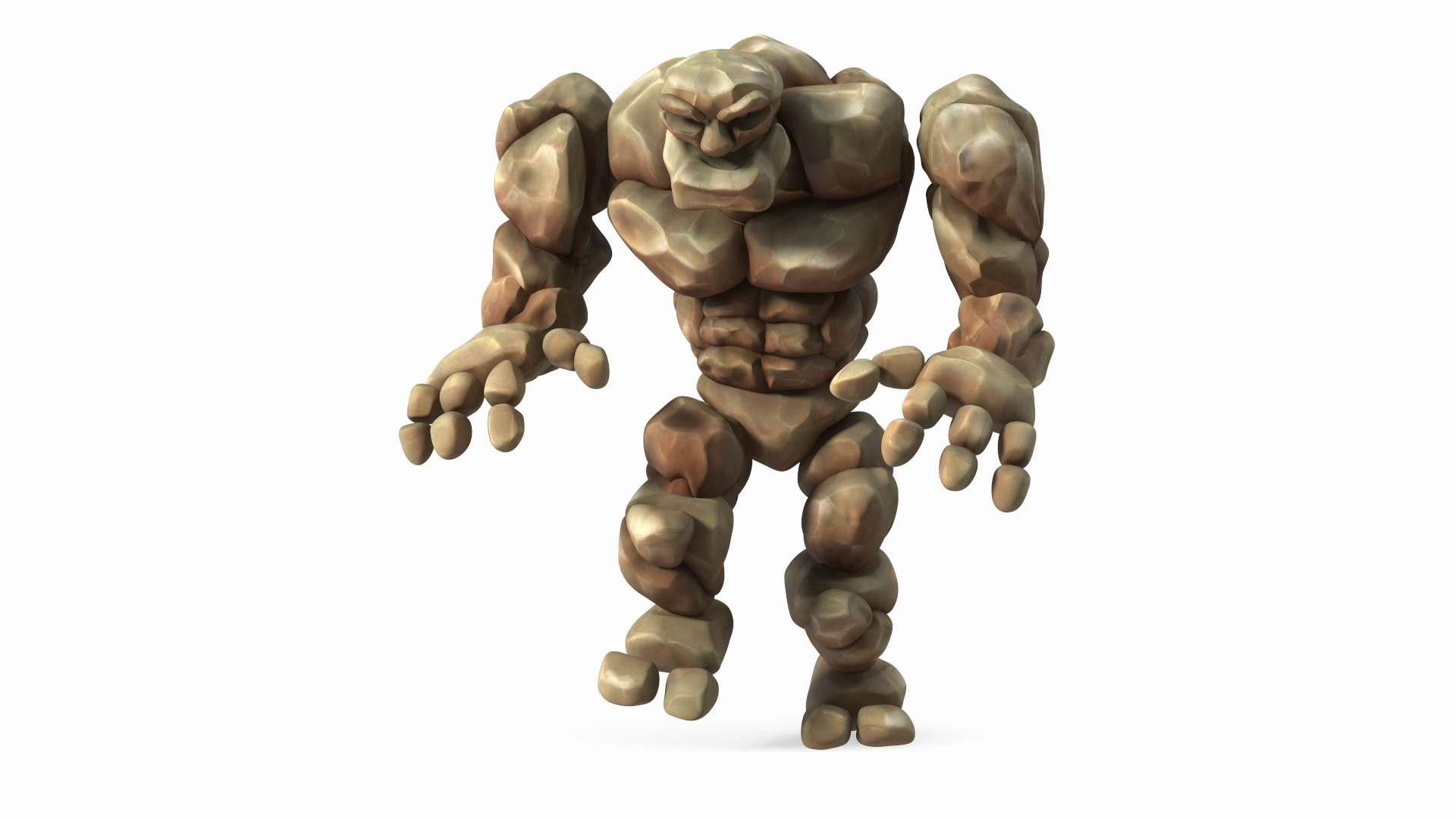 3D Brown Stone Golem Character Walking Pose - TurboSquid 1960941