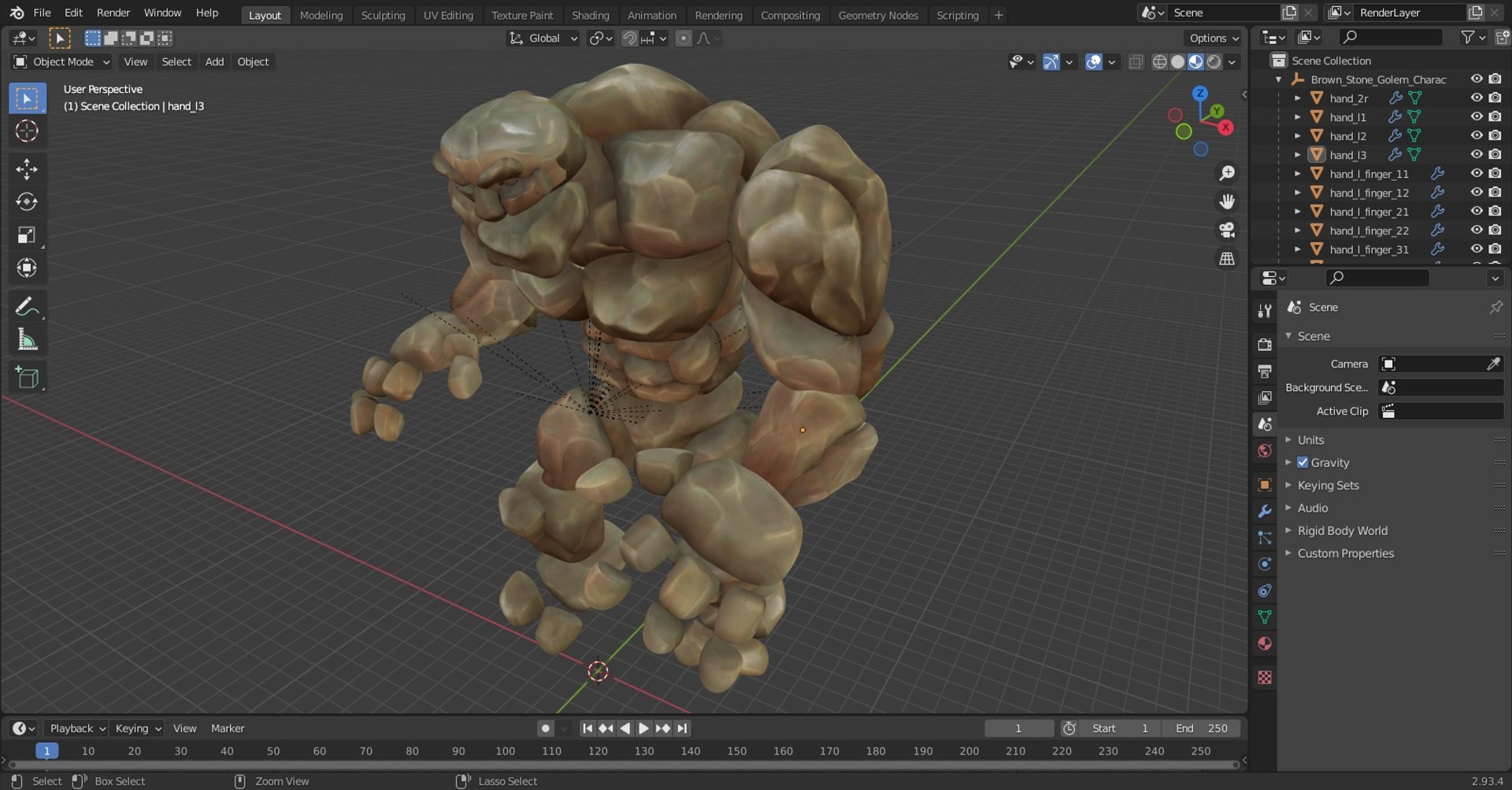 3D Brown Stone Golem Character Walking Pose - TurboSquid 1960941