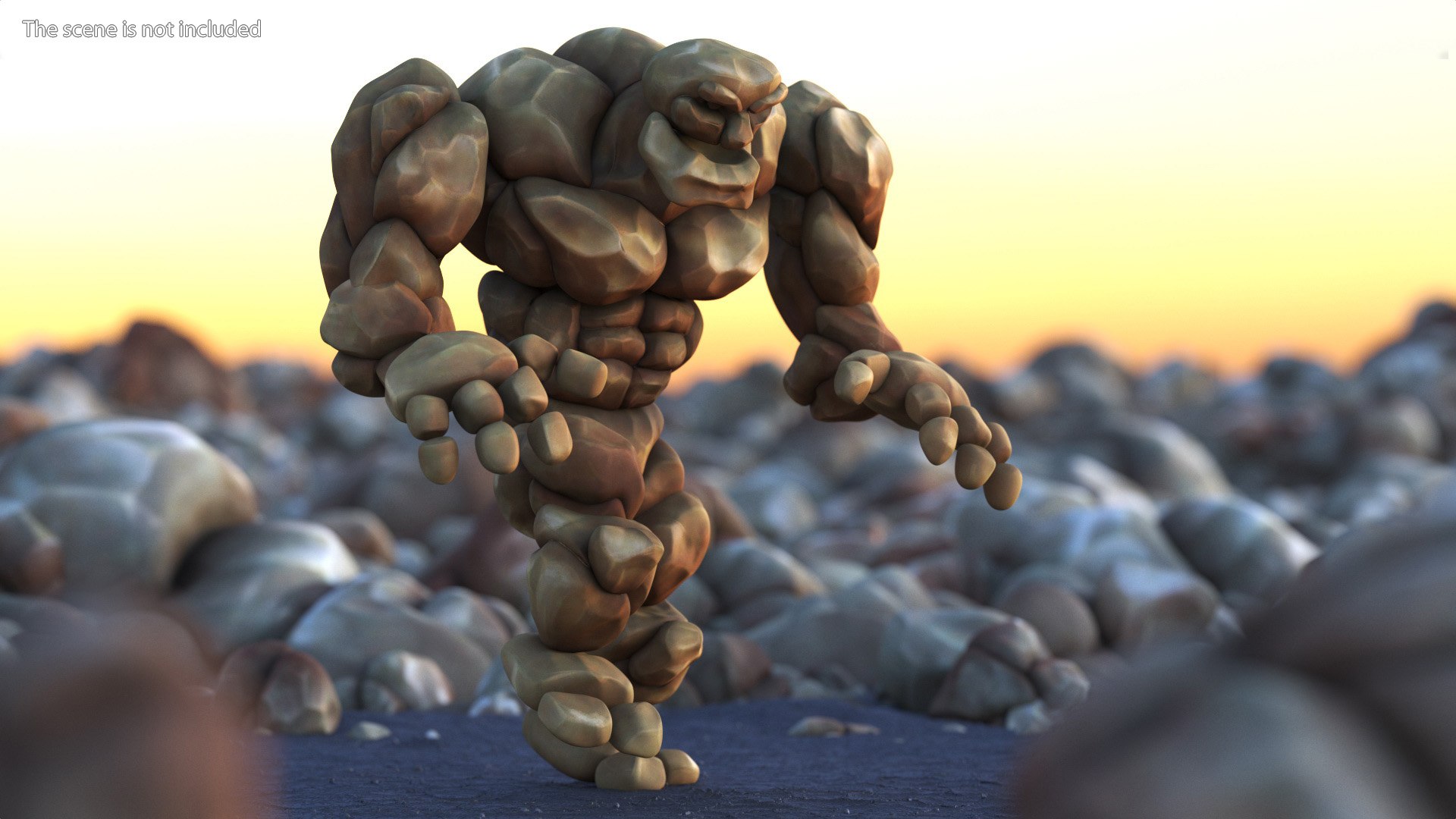 3D Brown Stone Golem Character Walking Pose - TurboSquid 1960941