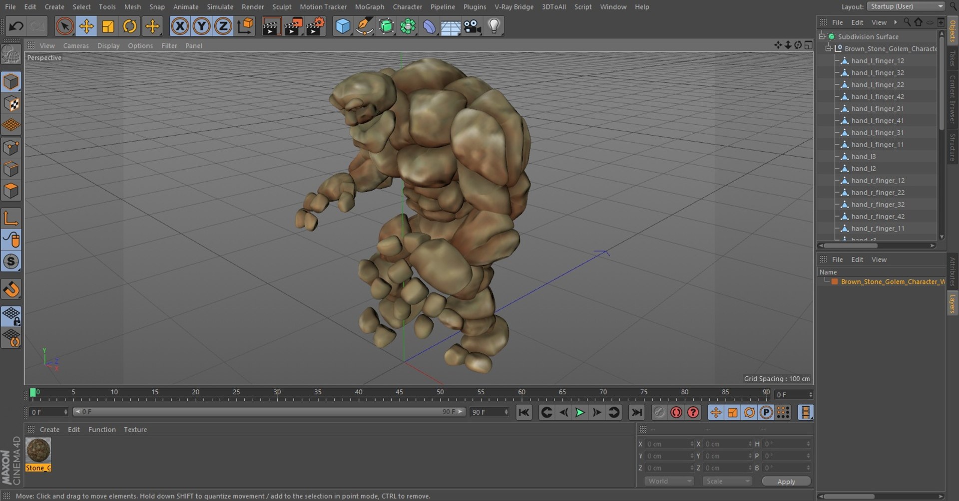 3D Brown Stone Golem Character Walking Pose - TurboSquid 1960941
