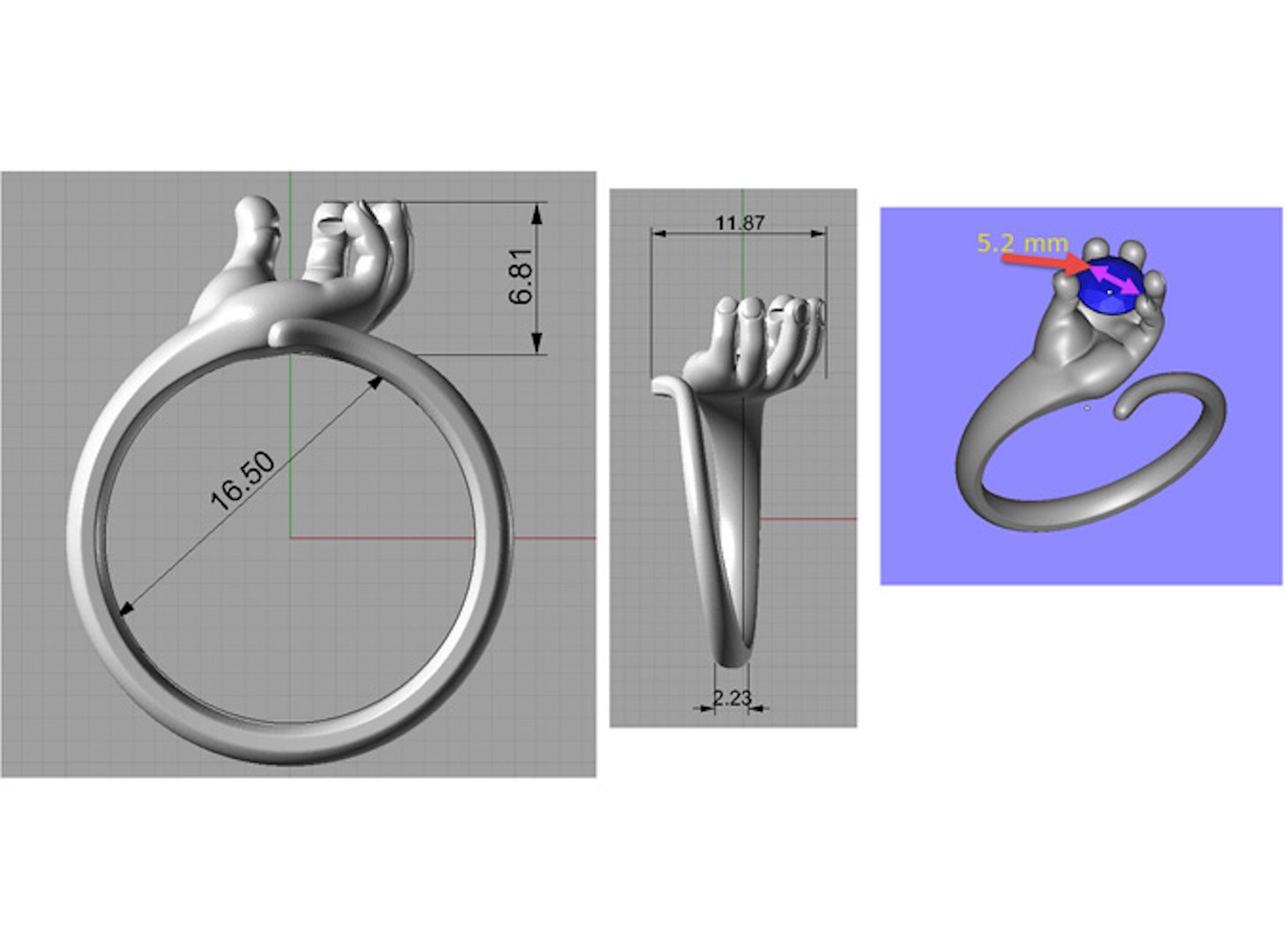 Jewelry Hand Shaped Ring 0031 V2 1 Of Gold With Gem 3D - TurboSquid 2056199