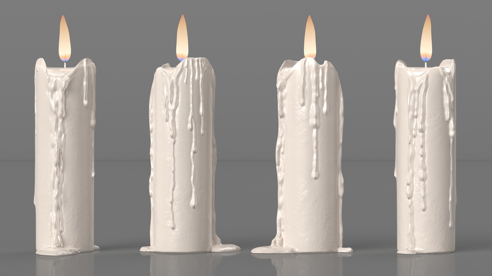 3D Half Melted Candle White - TurboSquid 2094892