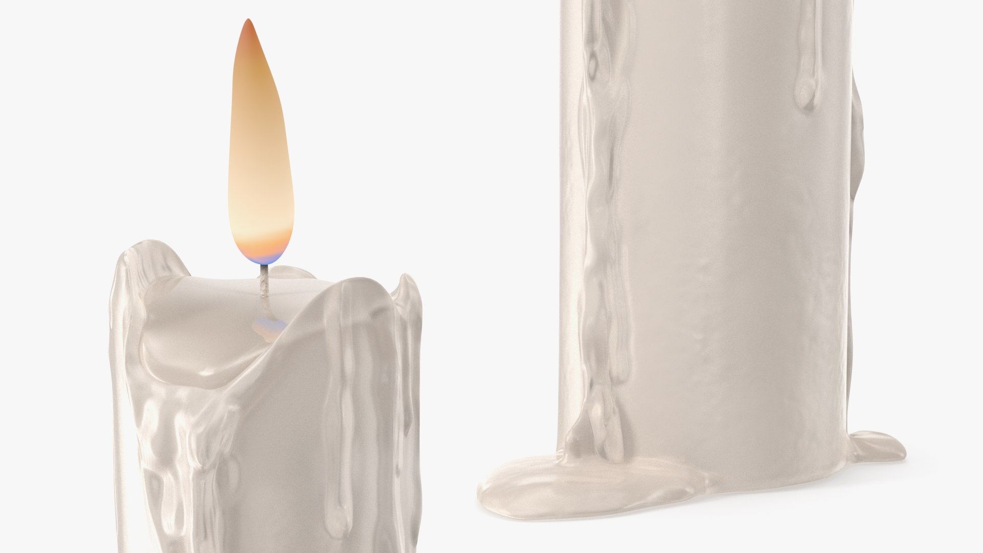 3D Half Melted Candle White - TurboSquid 2094892