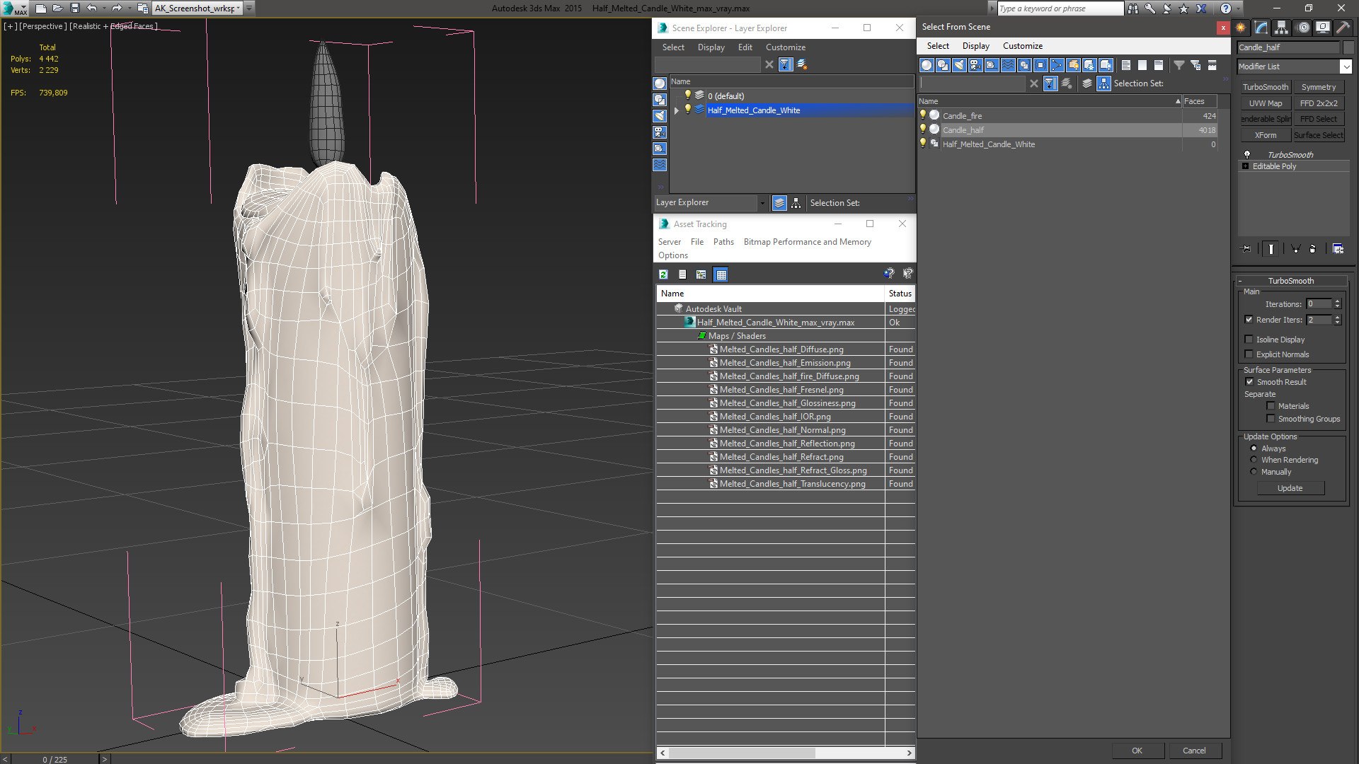 3D Half Melted Candle White - TurboSquid 2094892
