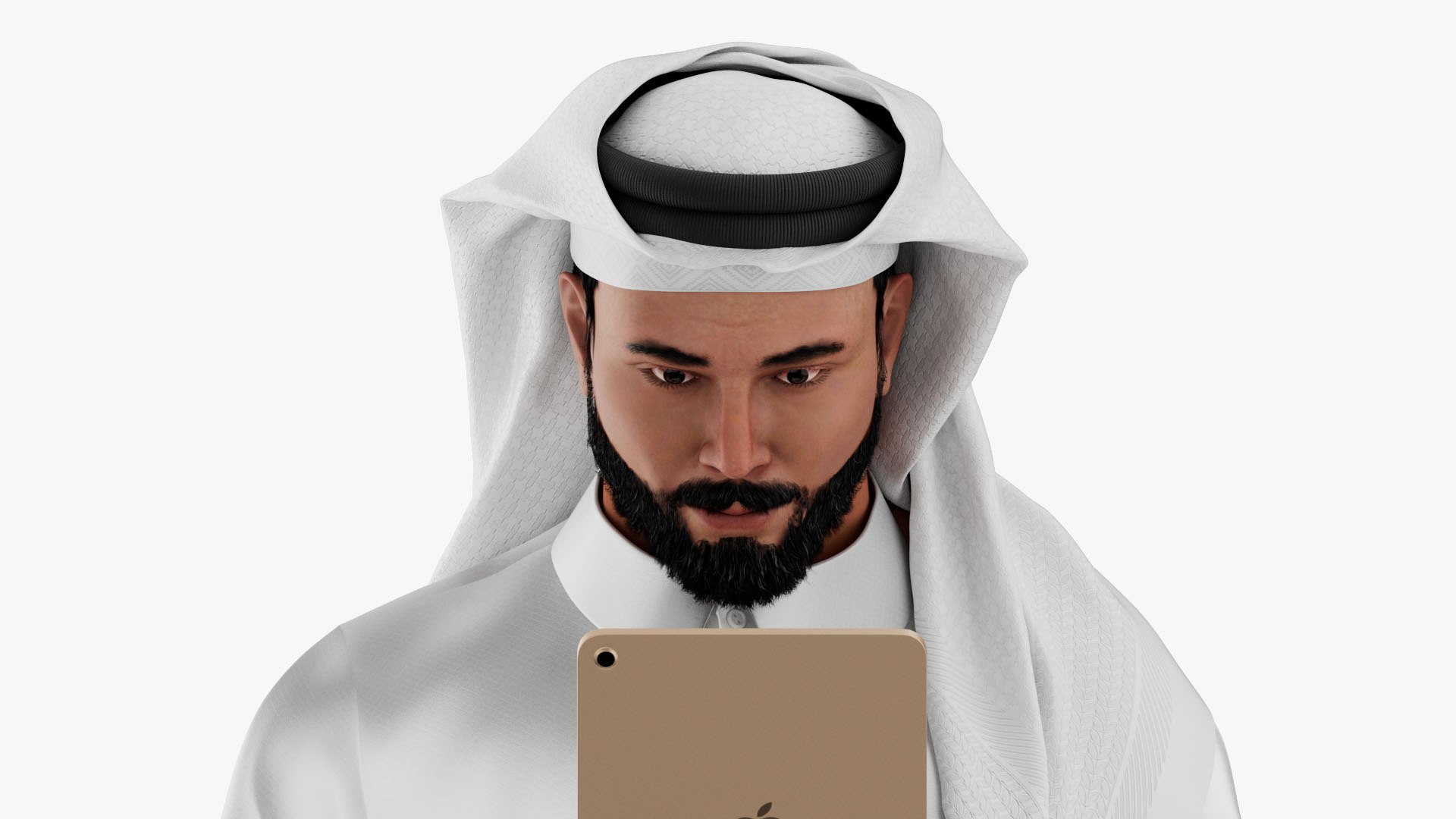 3D Arab Man With I-pad Model - TurboSquid 2163608