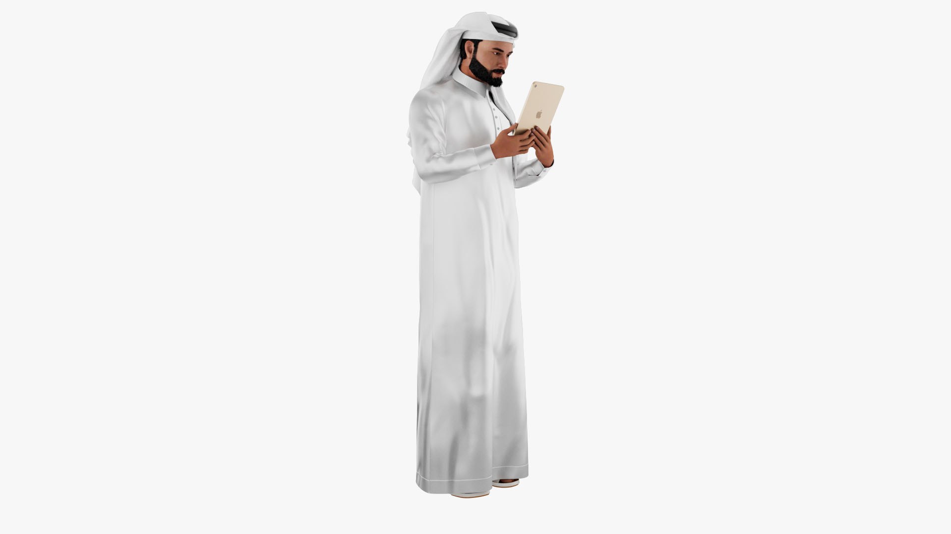 3D Arab Man With I-pad Model - TurboSquid 2163608