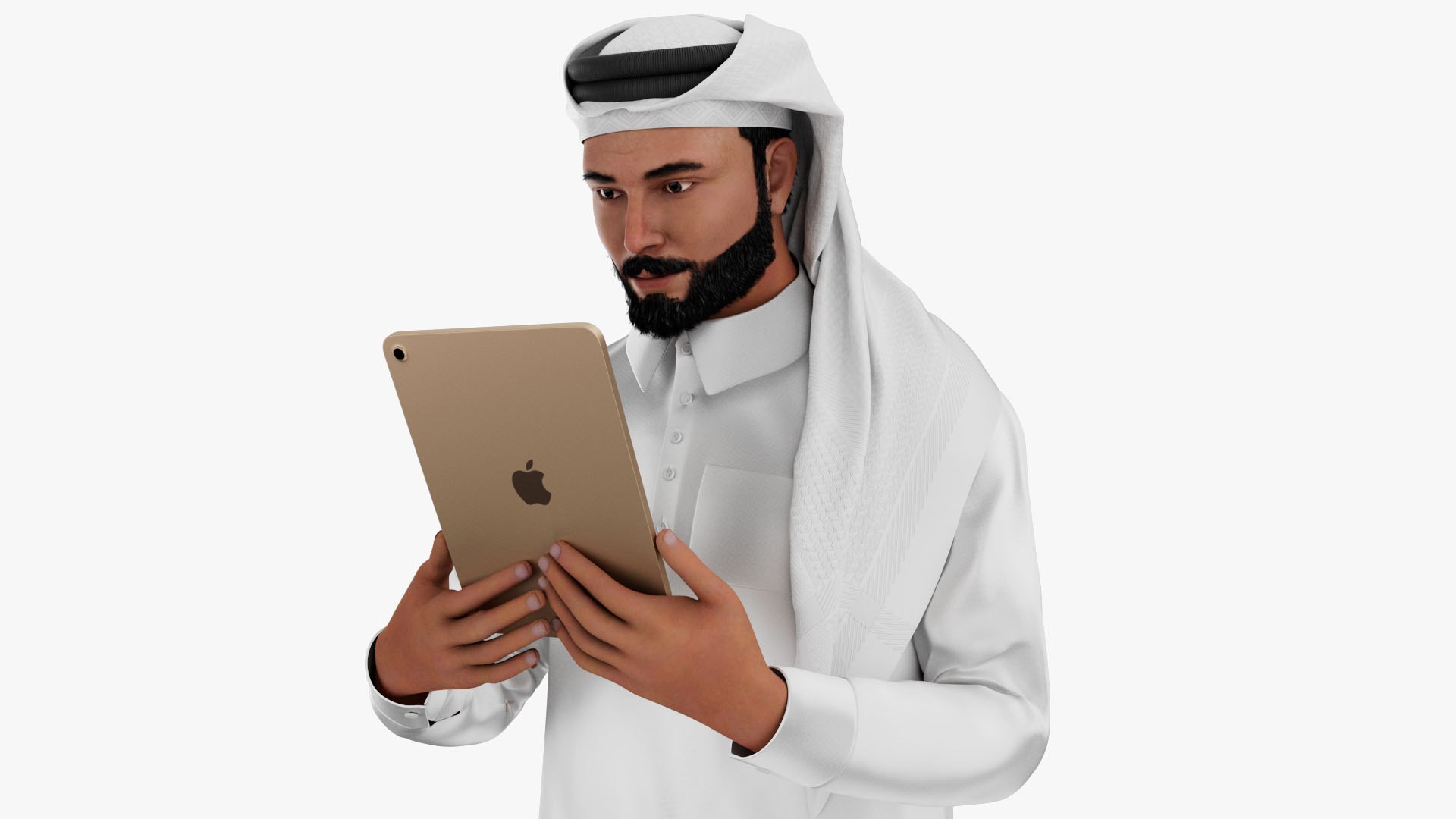 3D Arab Man With I-pad Model - TurboSquid 2163608