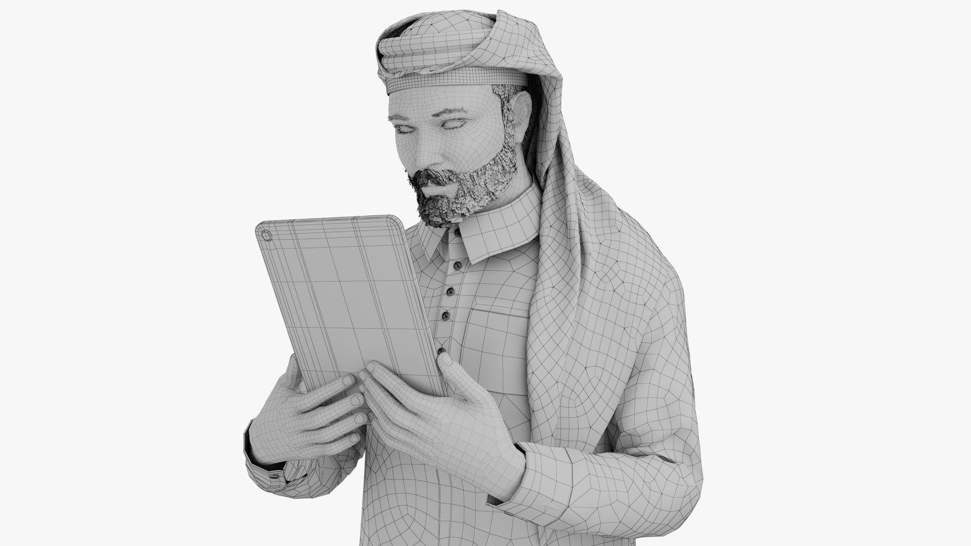3D Arab Man with i-pad model - TurboSquid 2163608