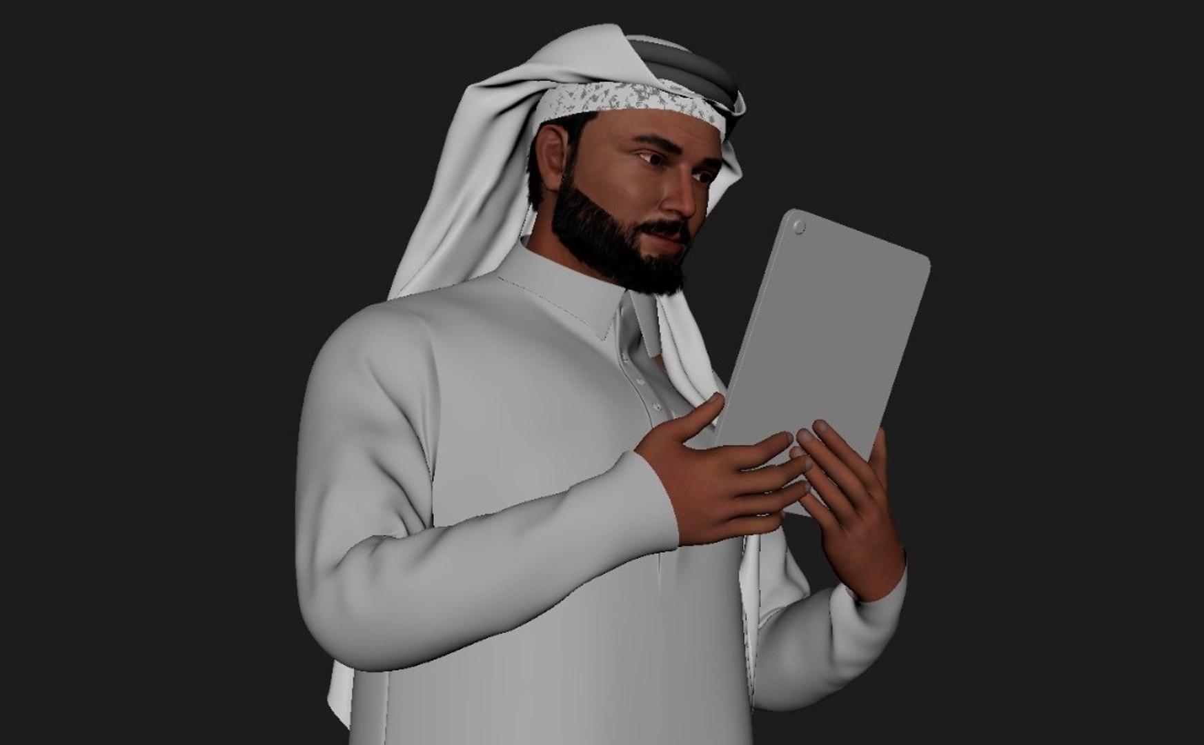 3D Arab Man with i-pad model - TurboSquid 2163608