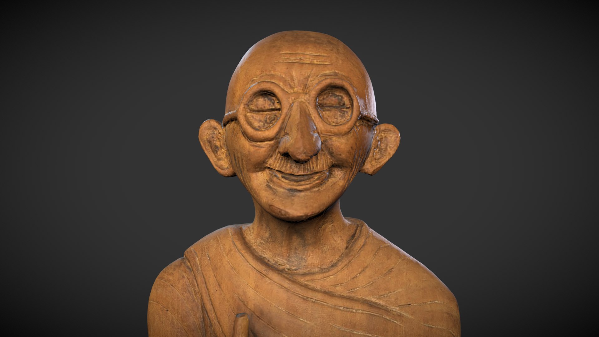 3D Wooden Sculpture Gandhi Model - TurboSquid 1434574