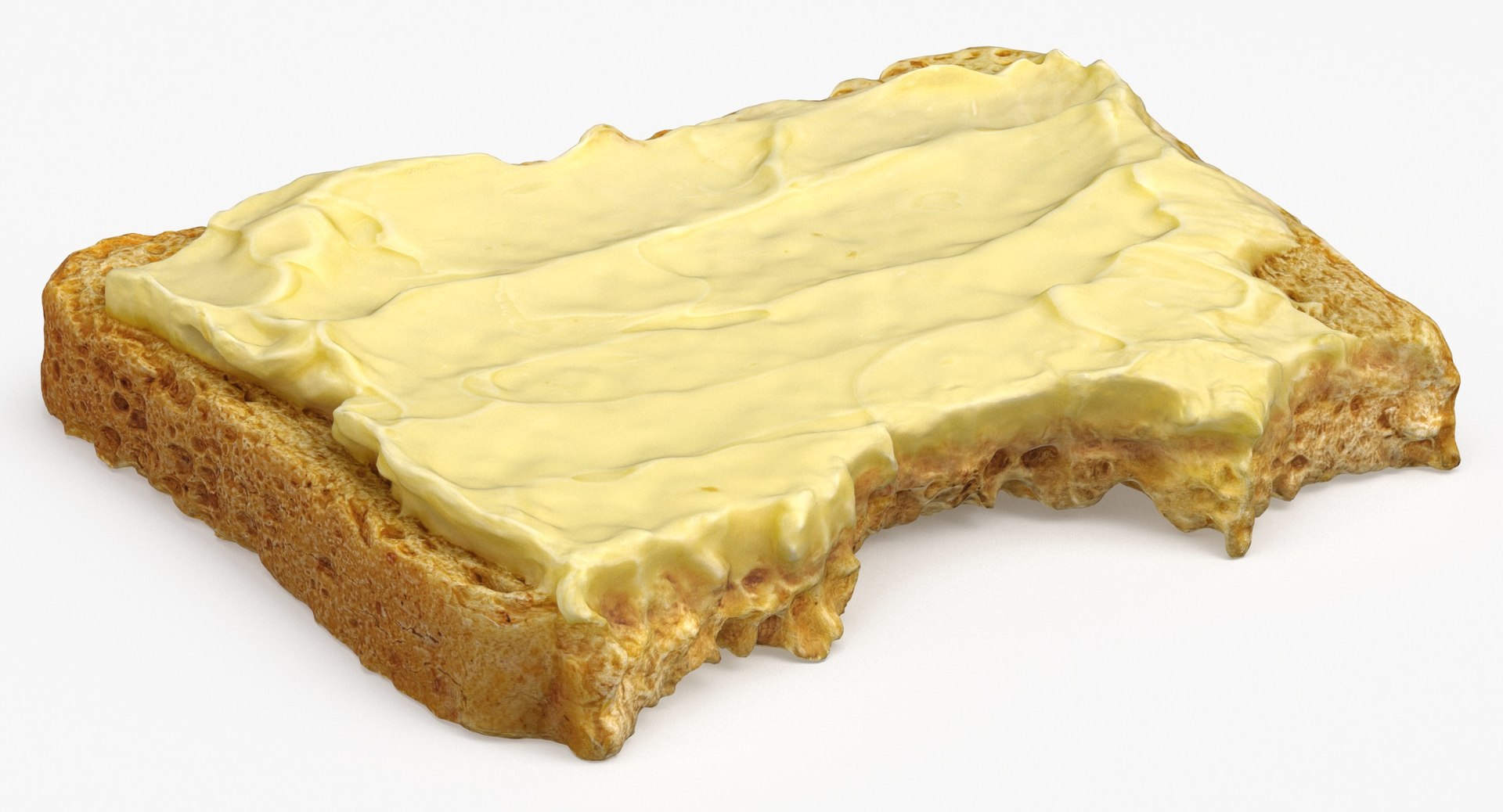 3D Toast With Margarine 03 Bitten Model - TurboSquid 2071847