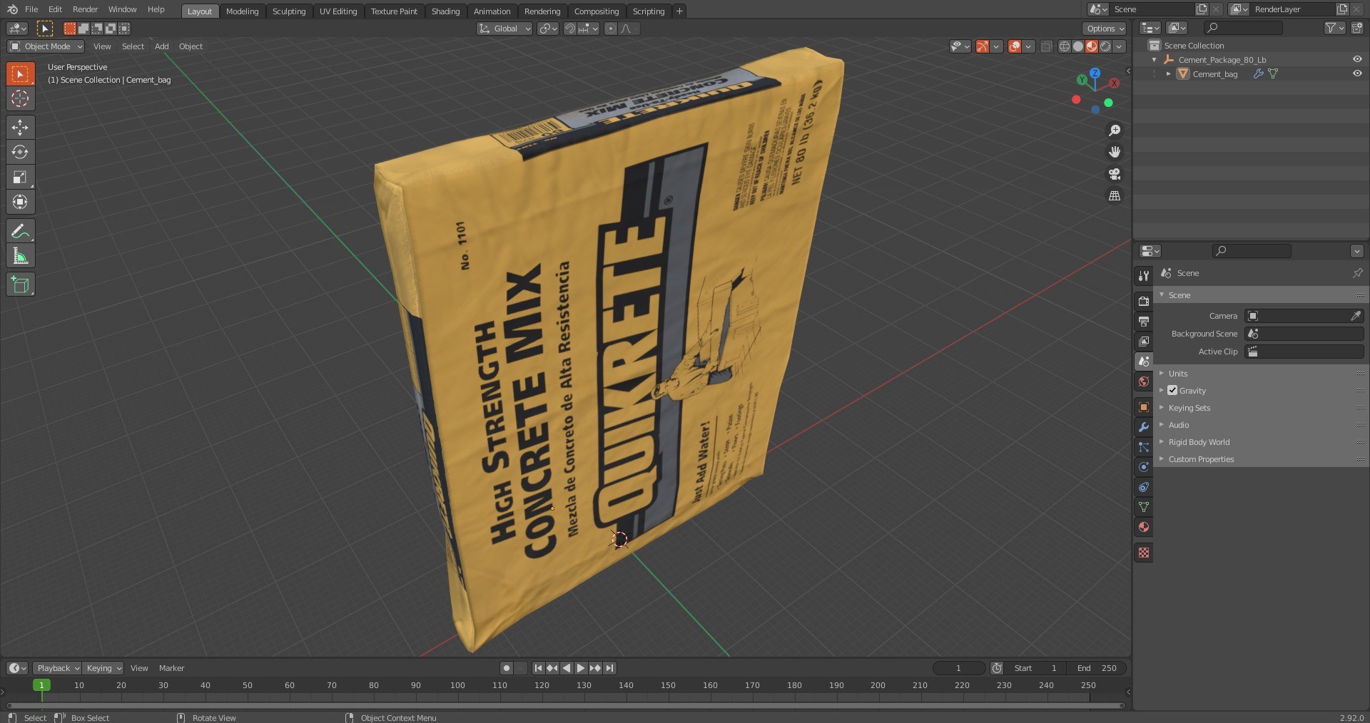 Cement Package 80 Lb 3D Model - TurboSquid 2139296