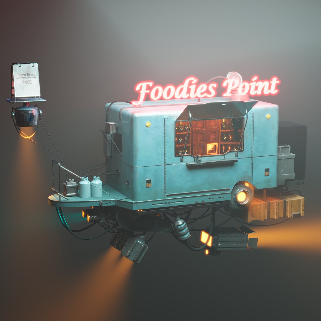 The Retro Style Futuristic Vendor Shop Model - TurboSquid 2025708