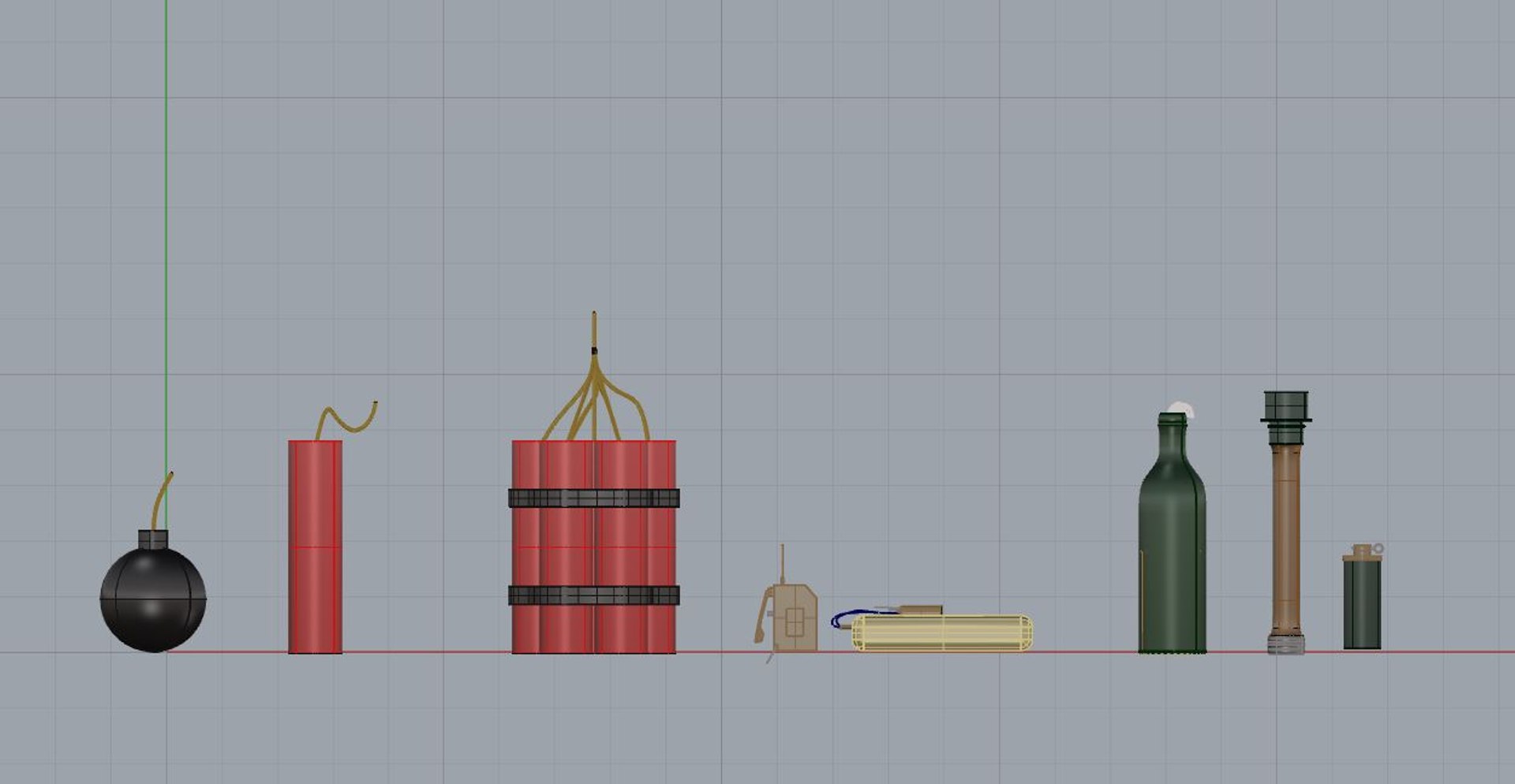 Free 3D Model 7 Piece Explosive Set - TurboSquid 1446650