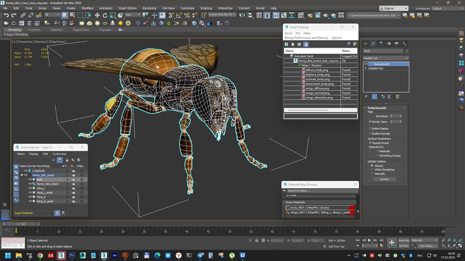 3D Model Honey Bee Insect - TurboSquid 2385512