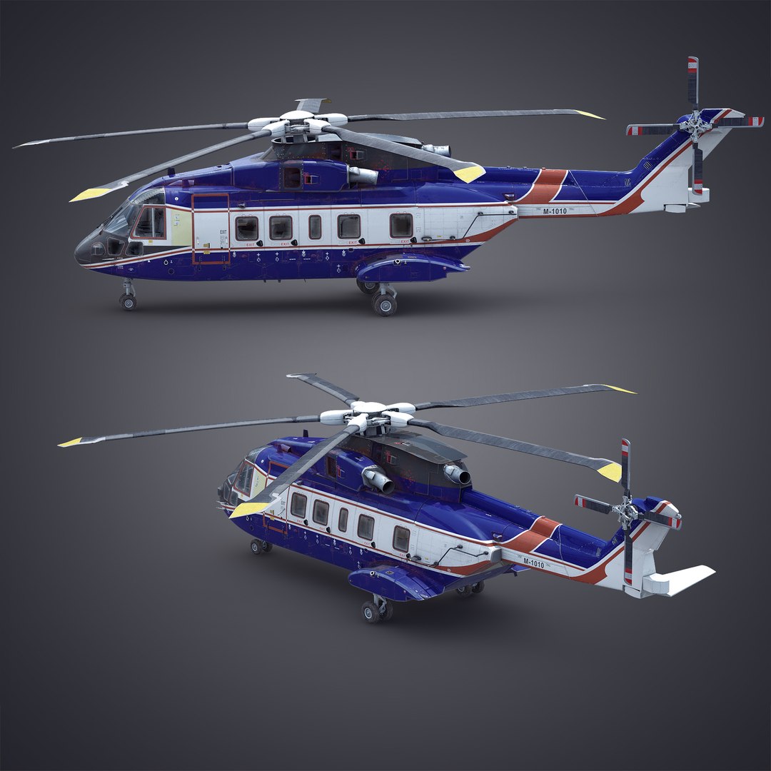 3d Agustawestland Aw101 Helicopter Model
