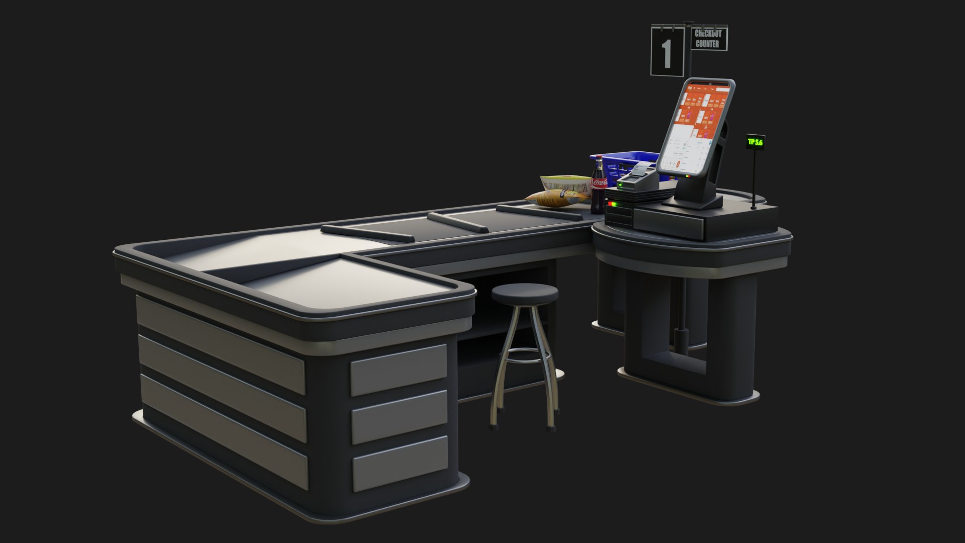 Cash Counter 3D - TurboSquid 2124485