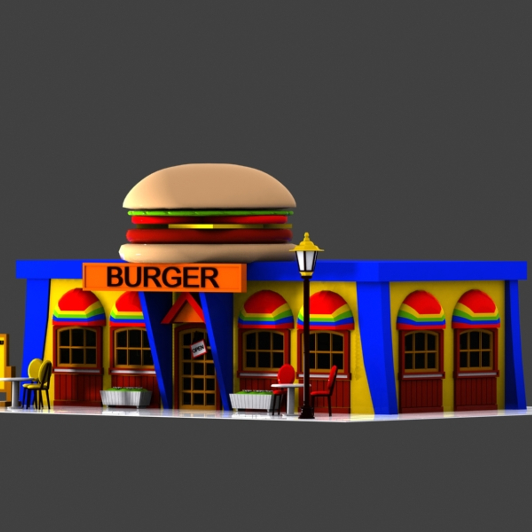 3dsmax cartoon burger restaurant