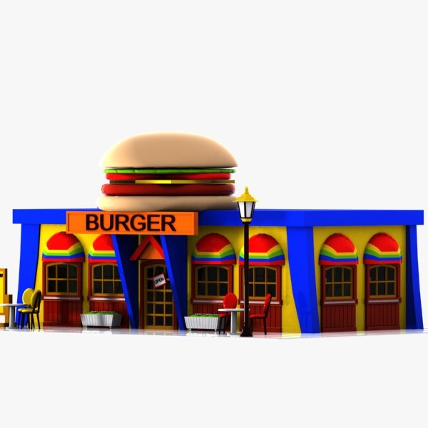3dsmax cartoon burger restaurant