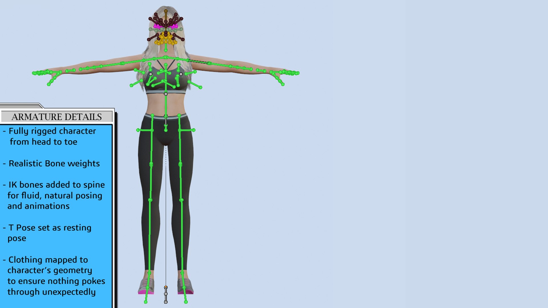 3D VR AR PBR FEMALE AVATAR CHARACTER AYLA IN ACTIVE WEAR 3D MODEL VR AR ...