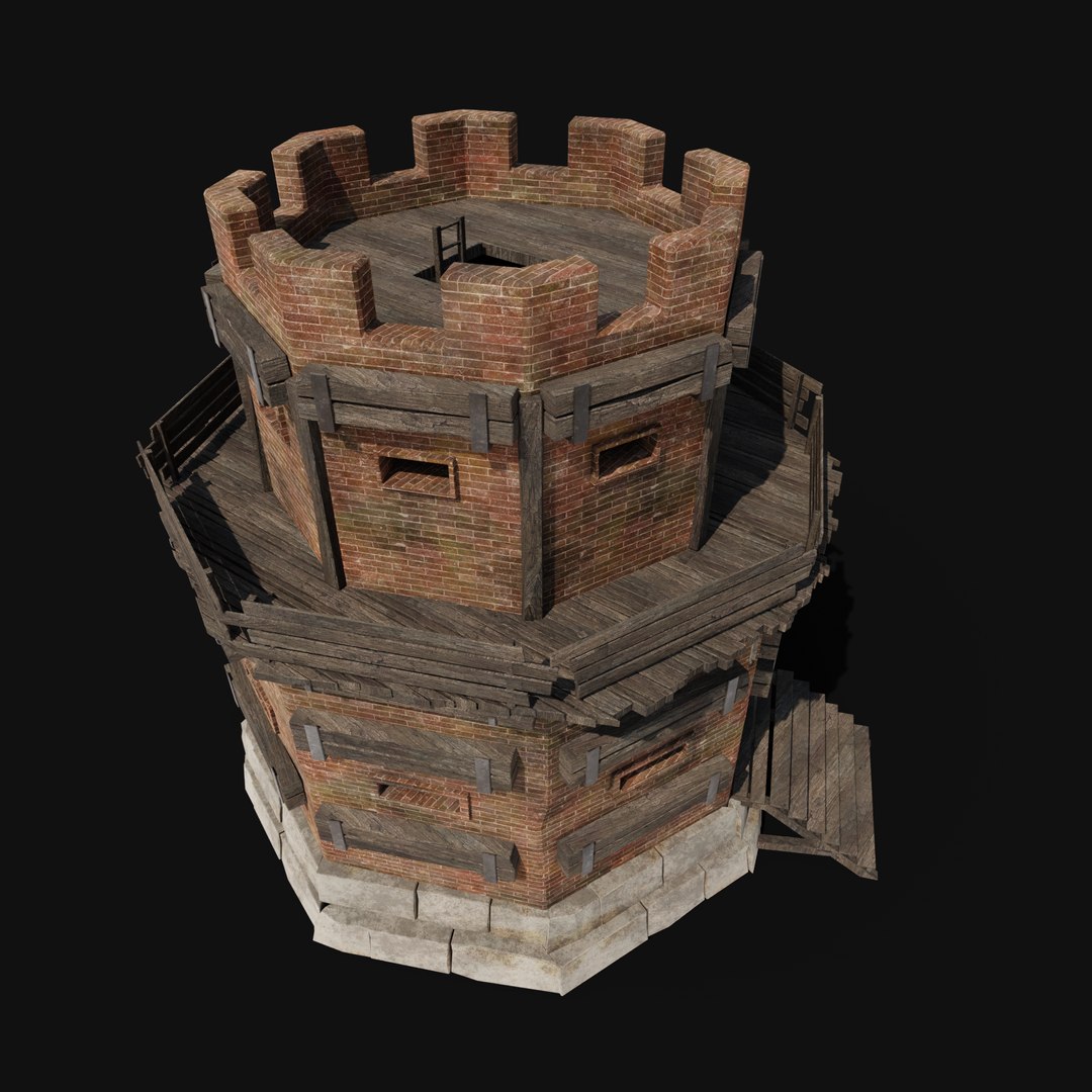 3D CASTLE MEDIEVAL WATCH TOWER WALLS WALL BUILDER COLLECTION AAA model ...