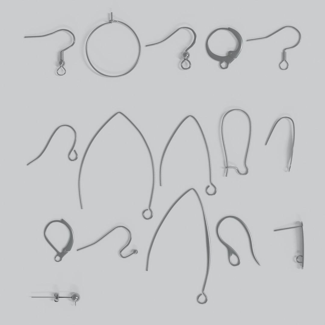 Earrings Hooks And Pins 3D Model - TurboSquid 2243807