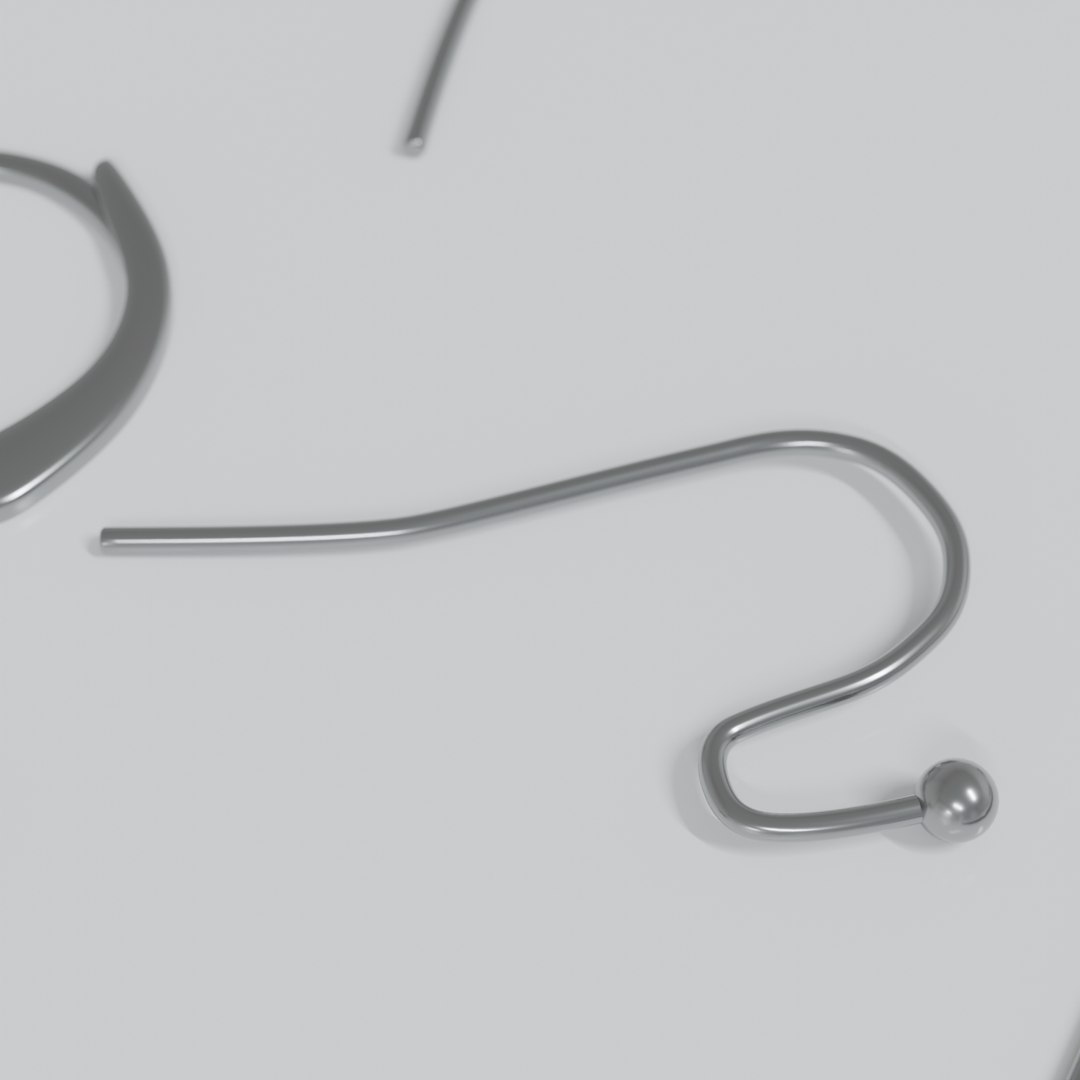 Earrings Hooks And Pins 3D Model - TurboSquid 2243807