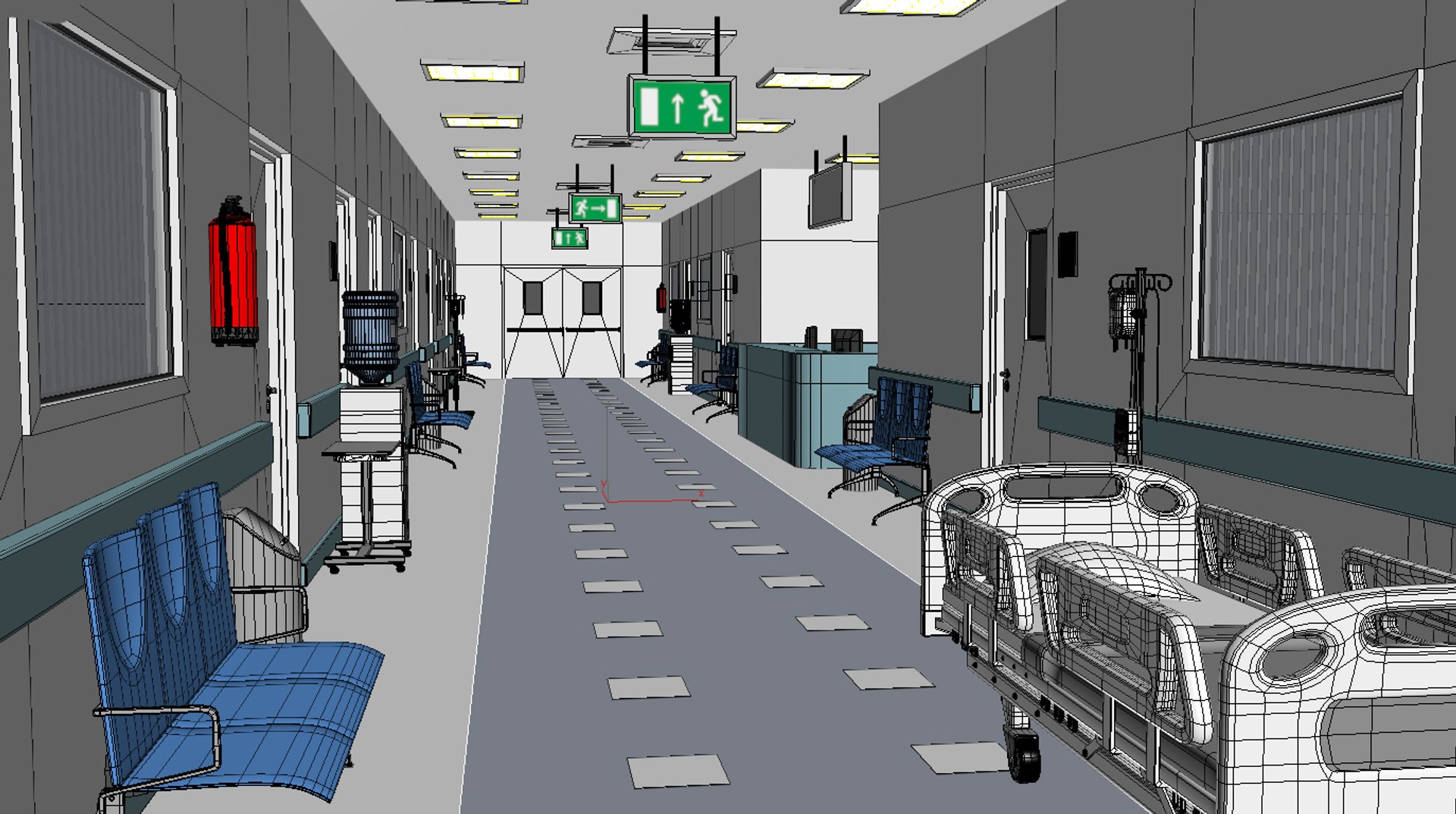 3D Hospital Hallway Model - TurboSquid 1570612