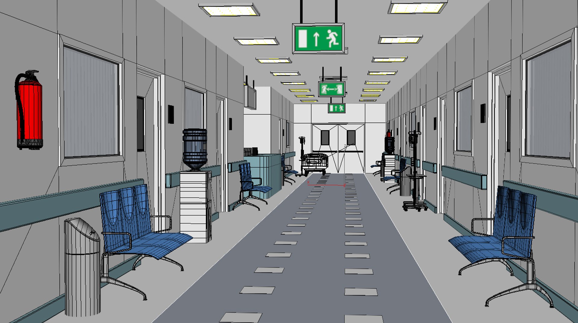 3D Hospital Hallway Model - TurboSquid 1570612