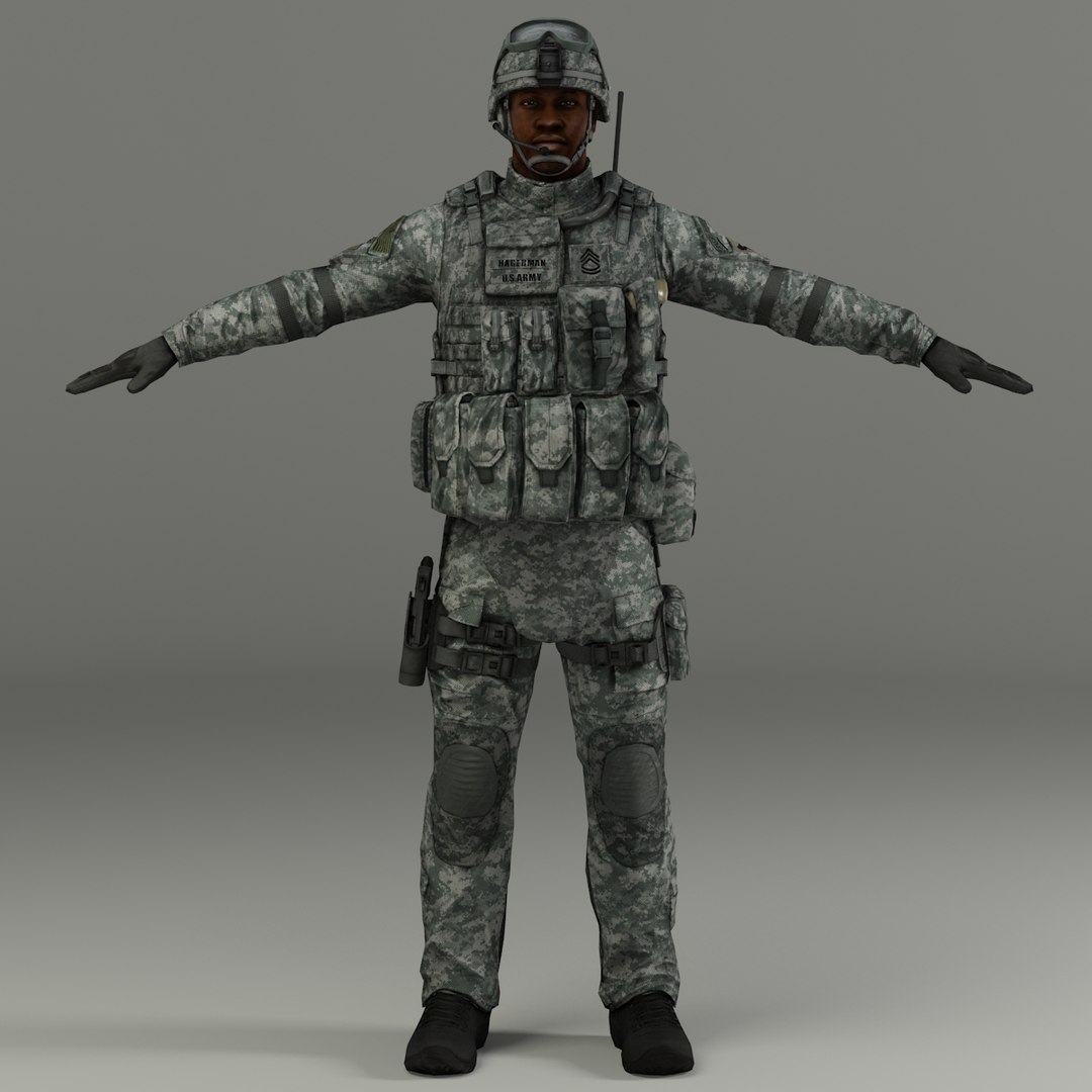 military male soldier 3d model