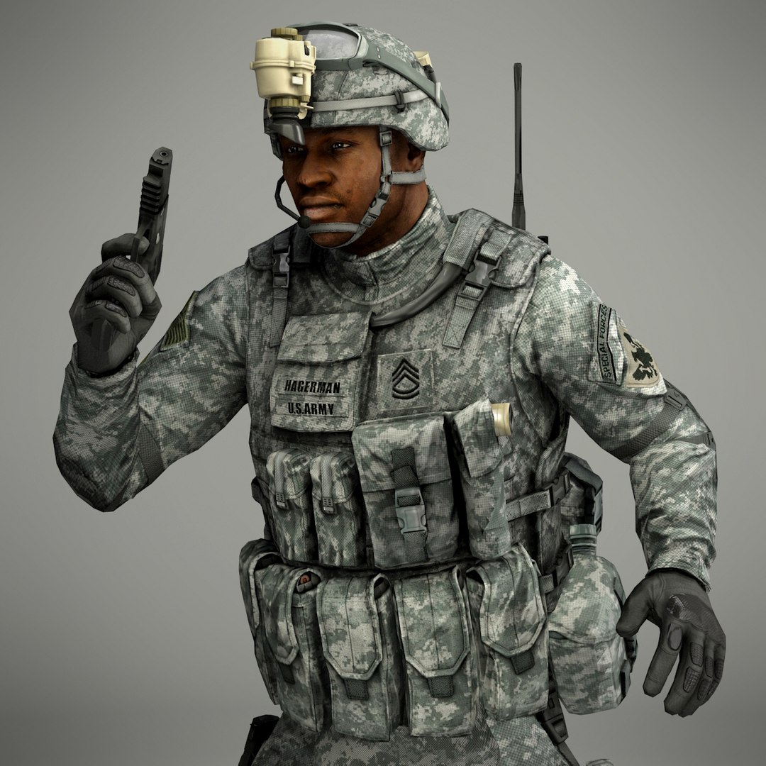 military male soldier 3d model