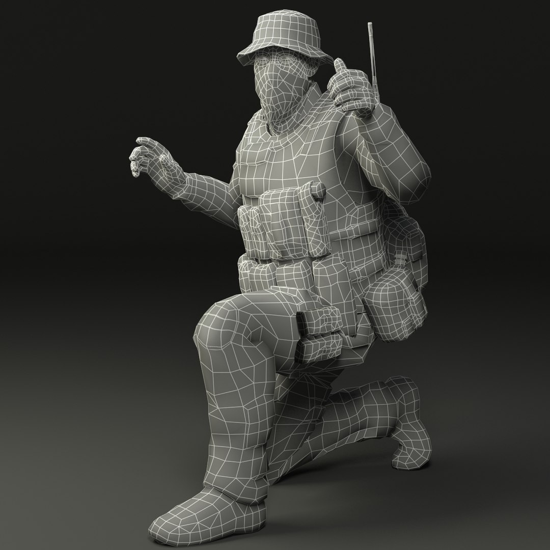 military male soldier 3d model