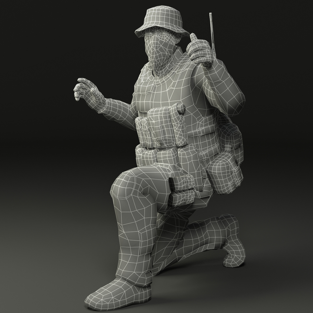 military male soldier 3d model
