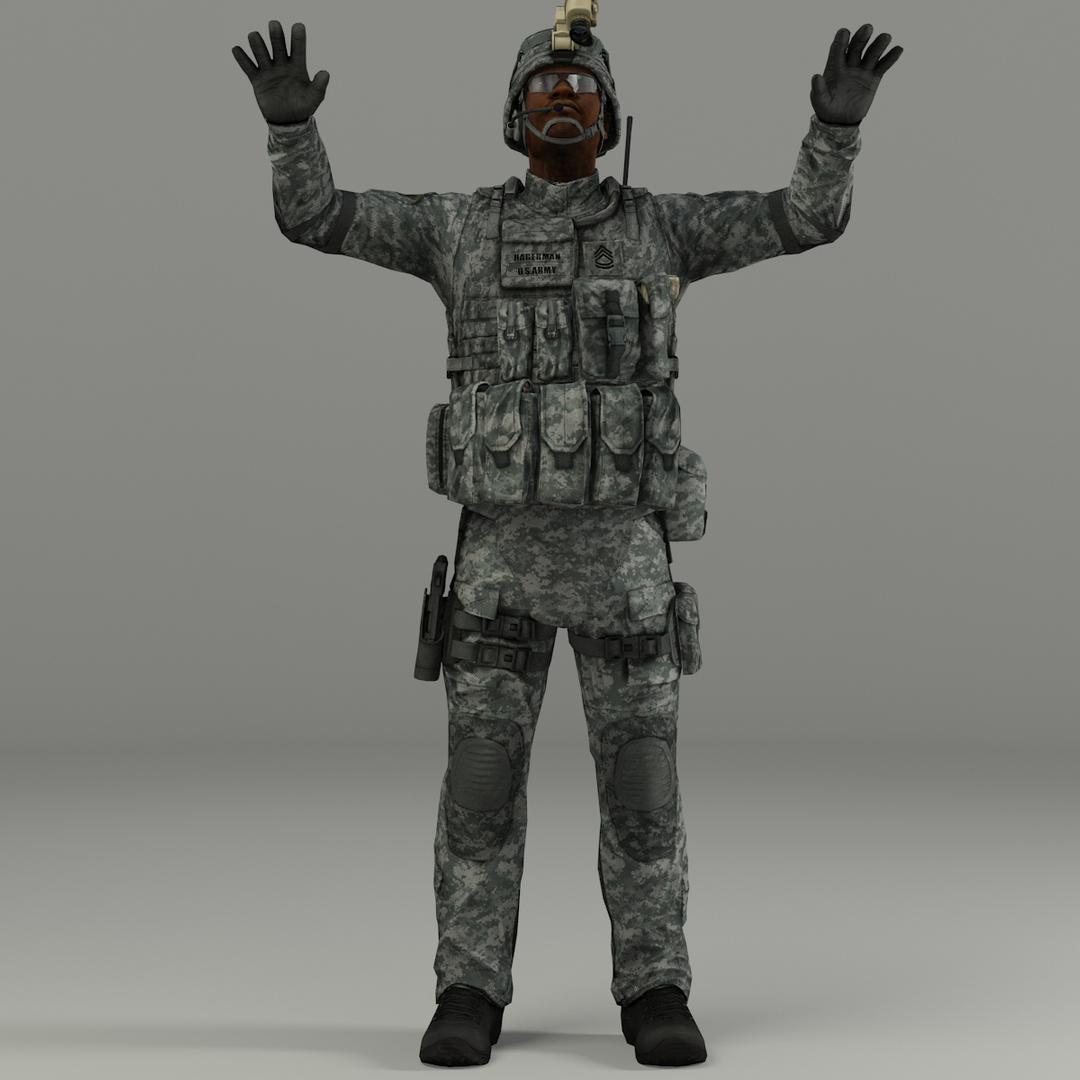 military male soldier 3d model