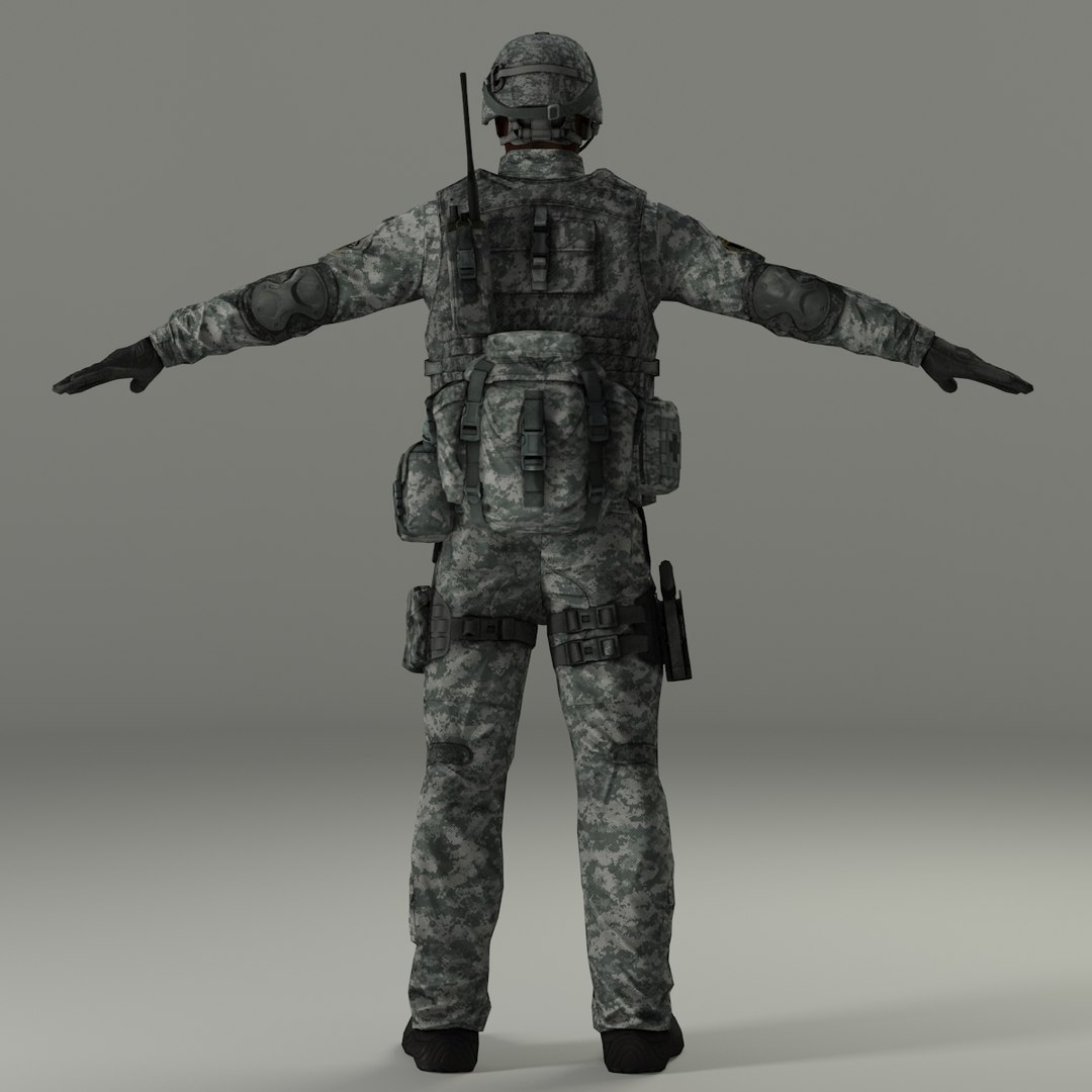 military male soldier 3d model